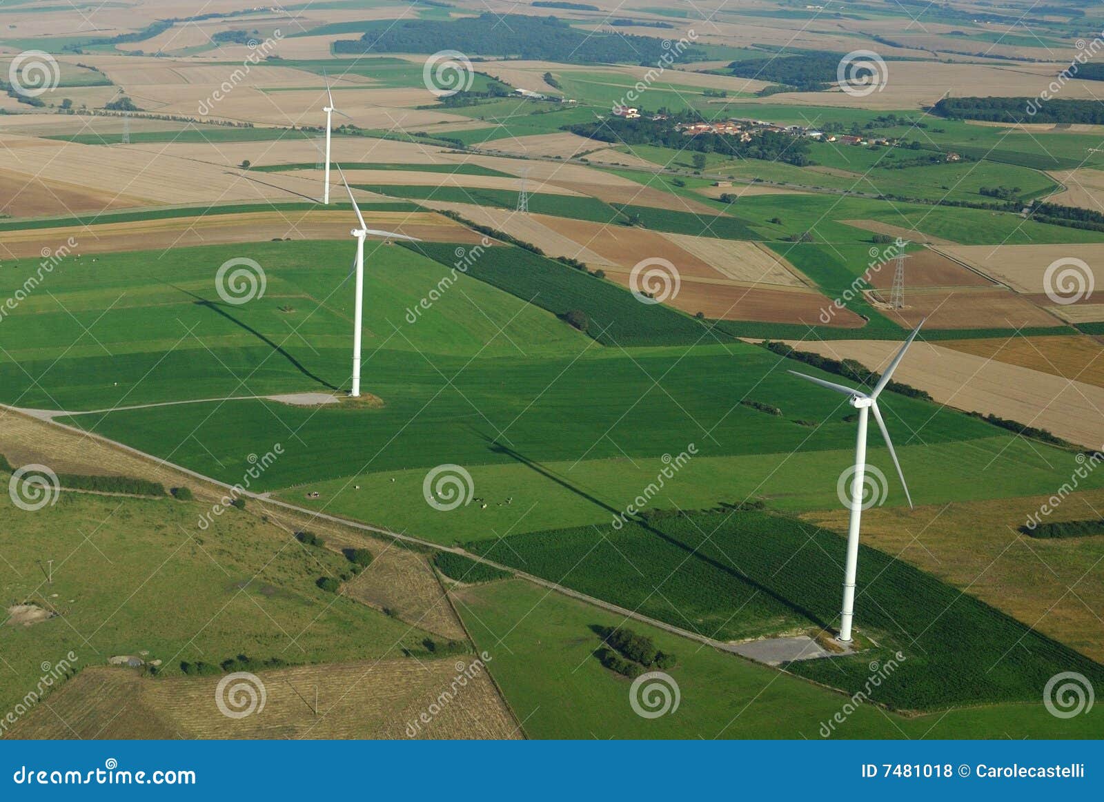 Aerial view of a wind farm stock photo. Image of conservation - 7481018