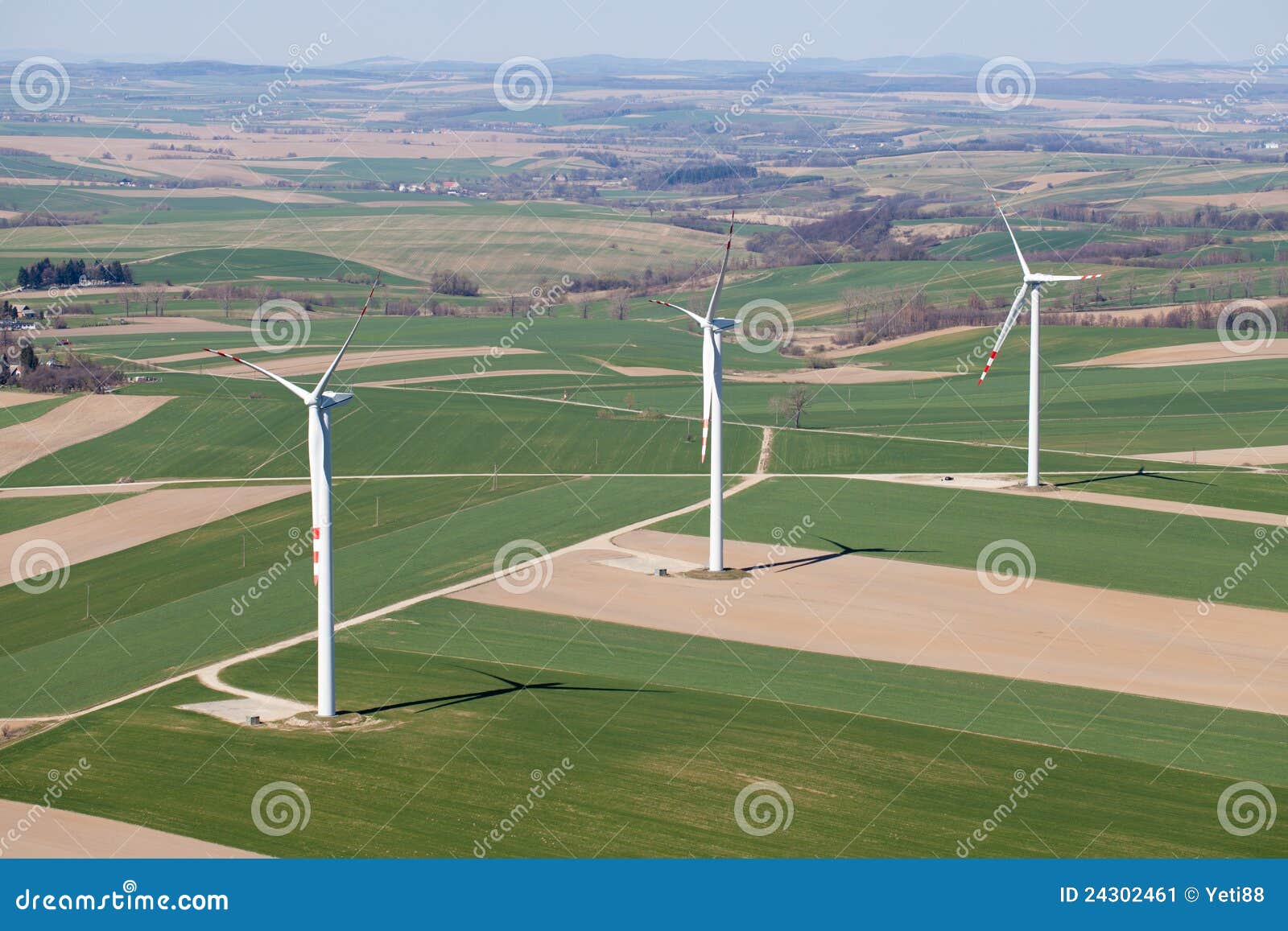 Aerial View of Wind Turbines Stock Image - Image of otmuchow, green ...