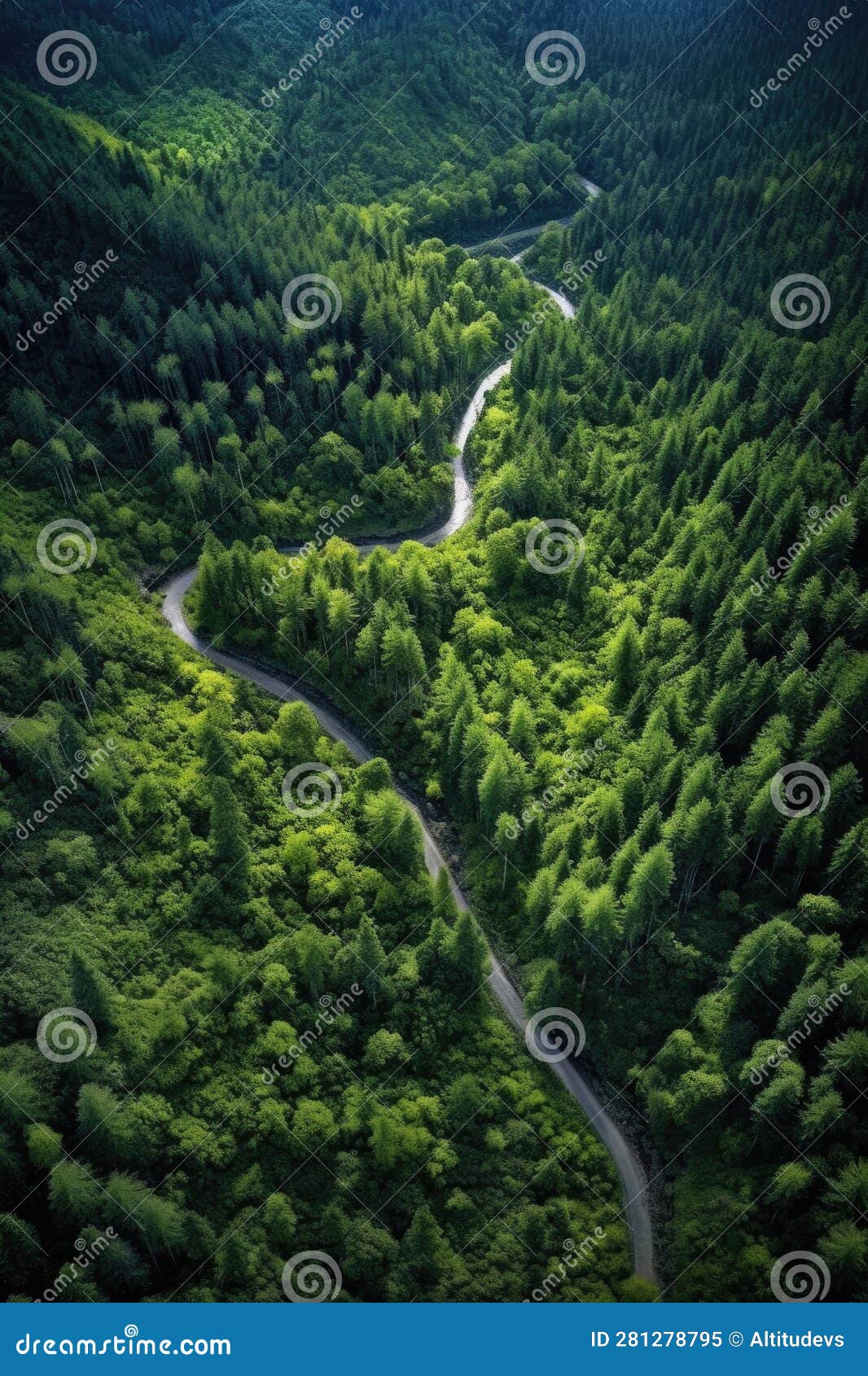 Aerial View of Winding Forest Path Stock Illustration - Illustration of ...