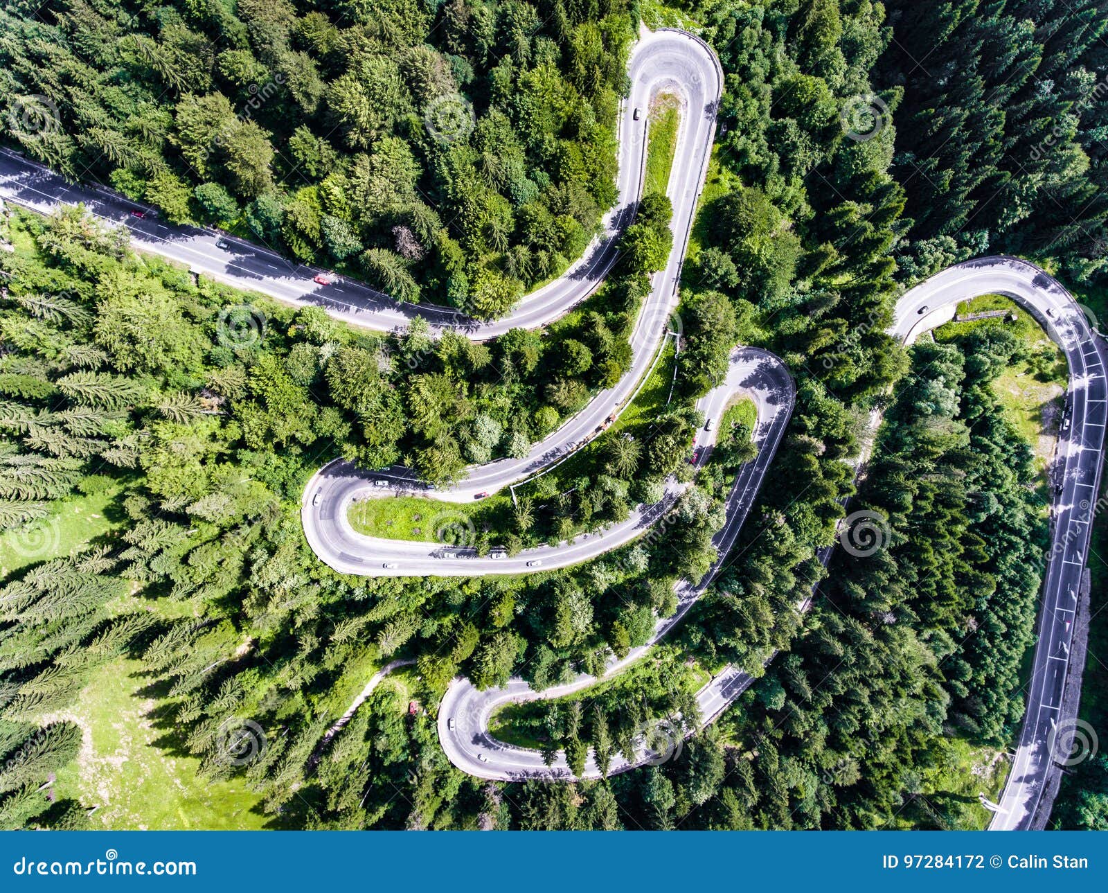 Aerial View of a Winding Forest Road Stock Photo - Image of romania ...