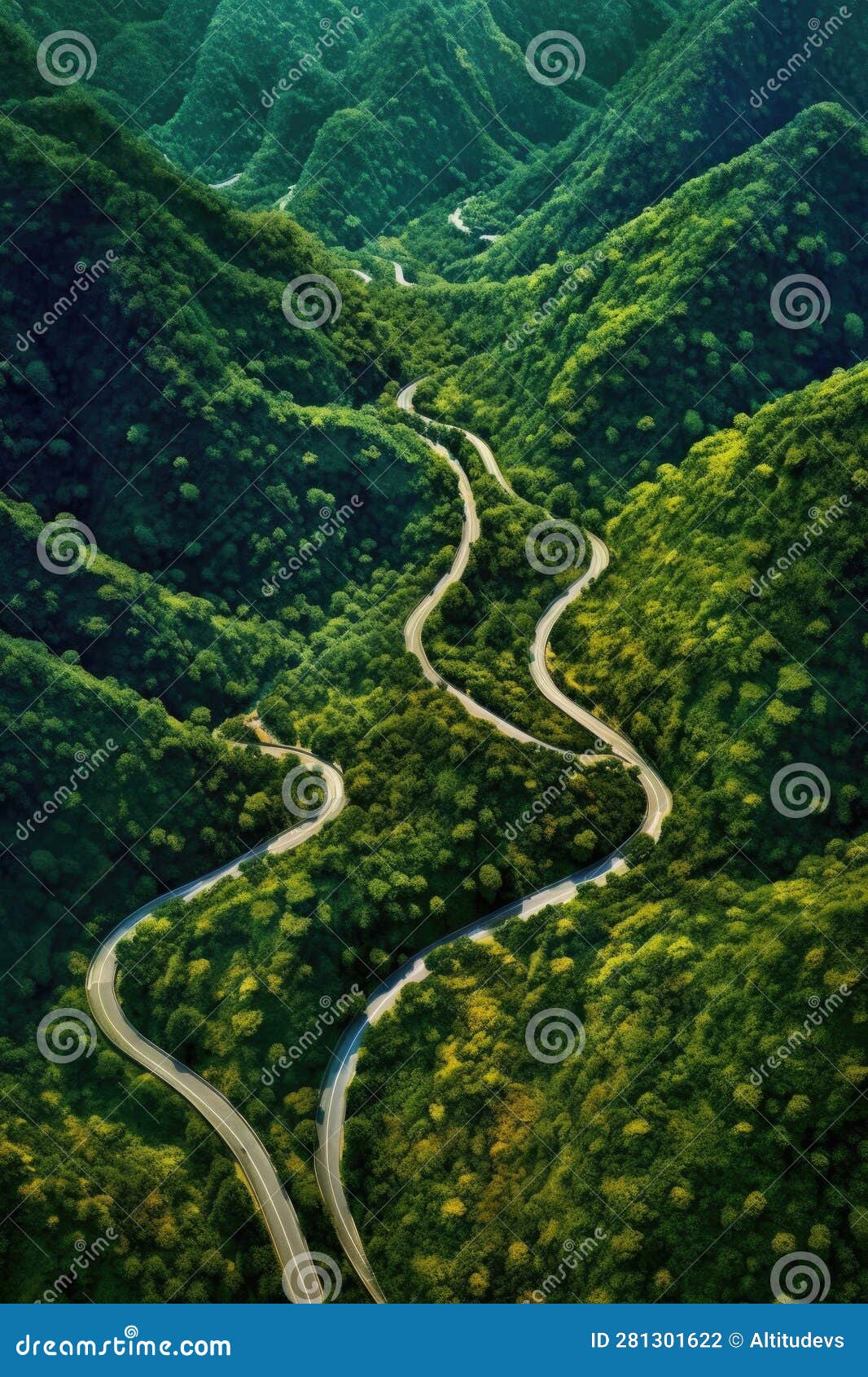 Aerial View of a Winding Mountain Road Stock Illustration ...