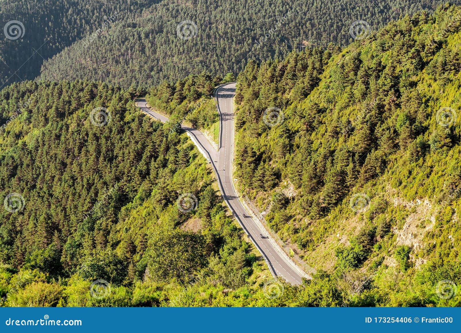 Winding Road from the High Mountain Pass in Pyrenees Stock Photo ...