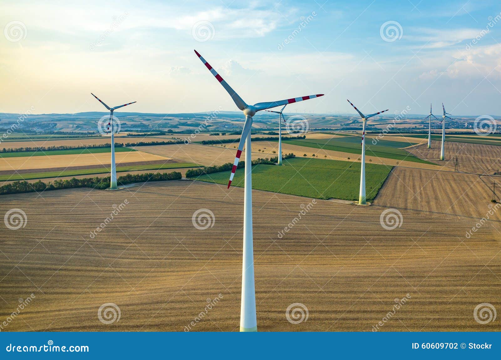 Aerial View on the Windmills Stock Photo - Image of agriculture, green ...