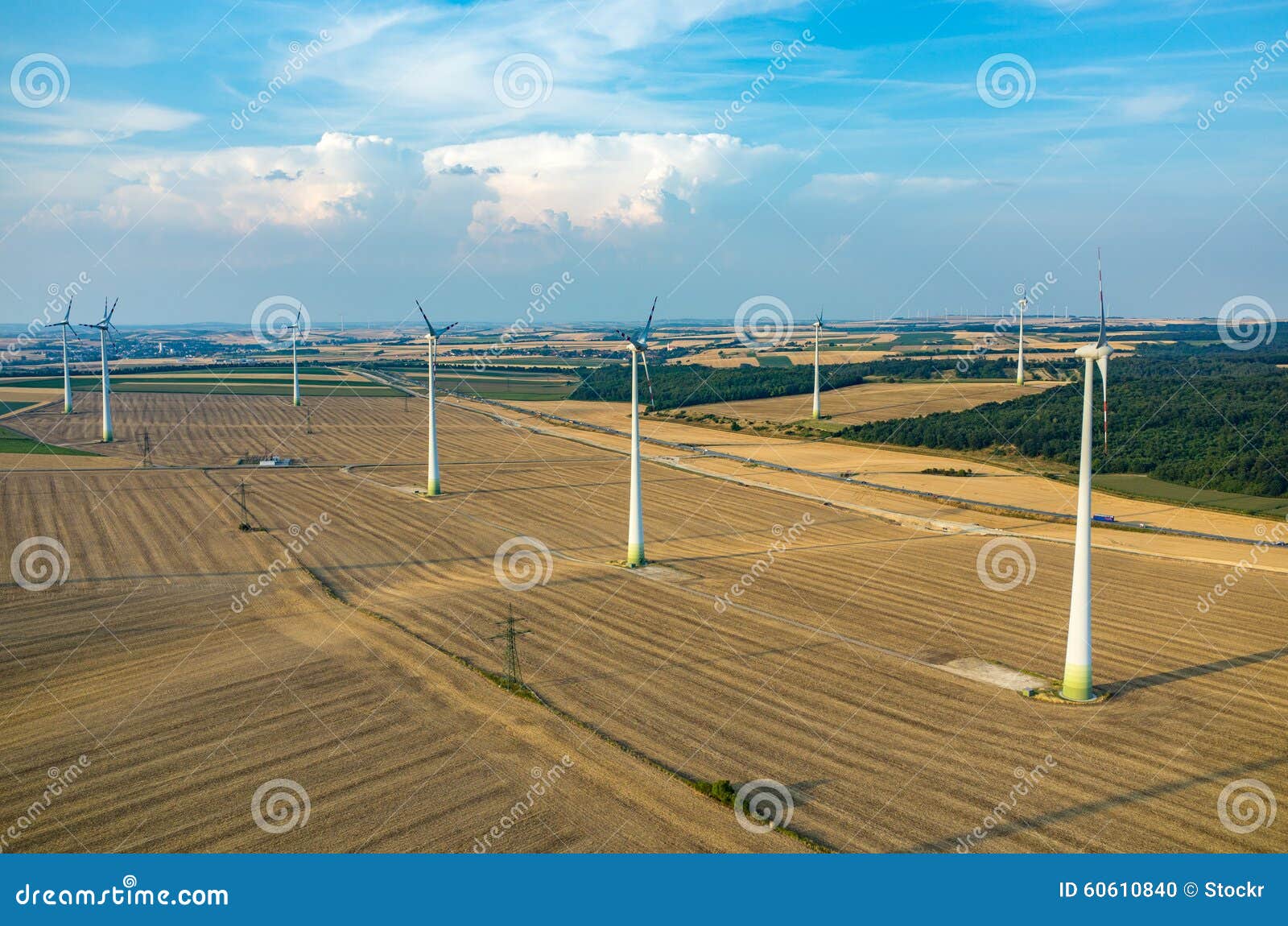 Aerial View on the Windmills Stock Photo - Image of colorful, farm ...