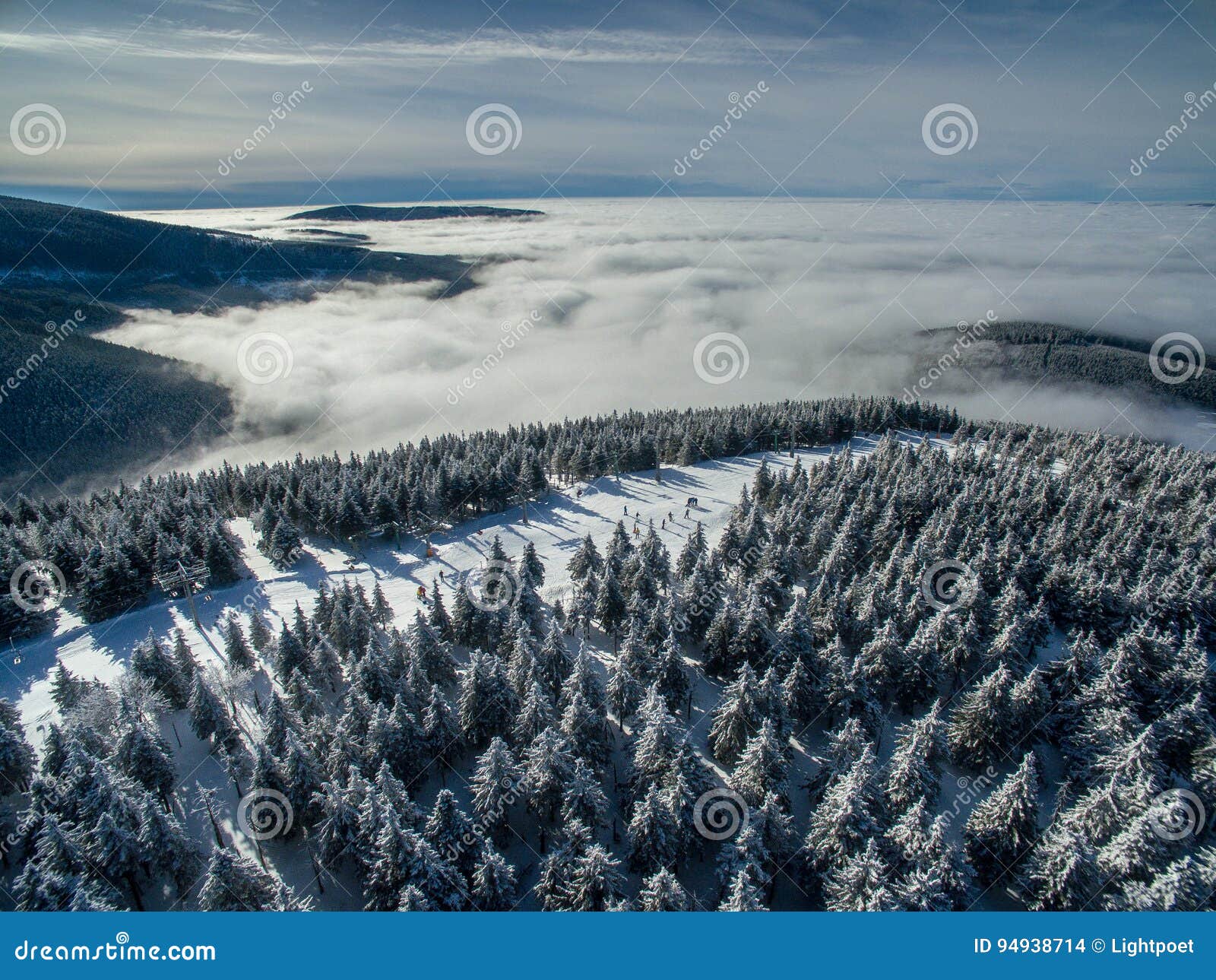 Aerial View of Winter Forest Stock Photo - Image of altitude, scenic ...