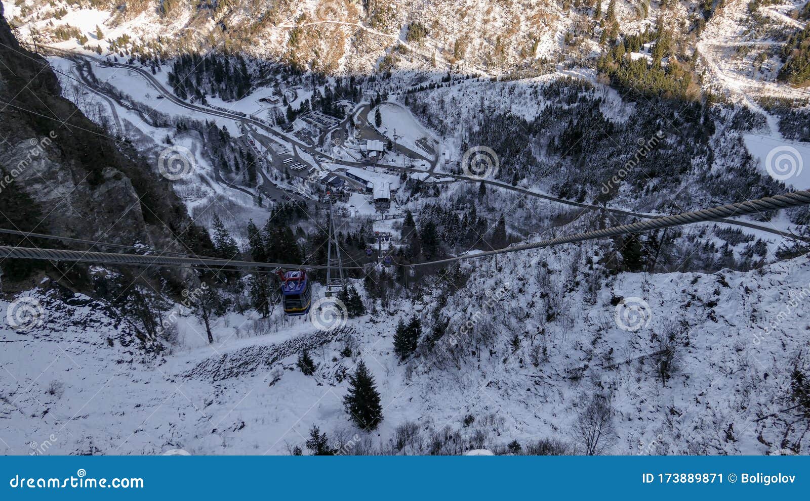 Aerial View of Winter Slope of Alps with Sunny Ski Pathways Stock Image ...
