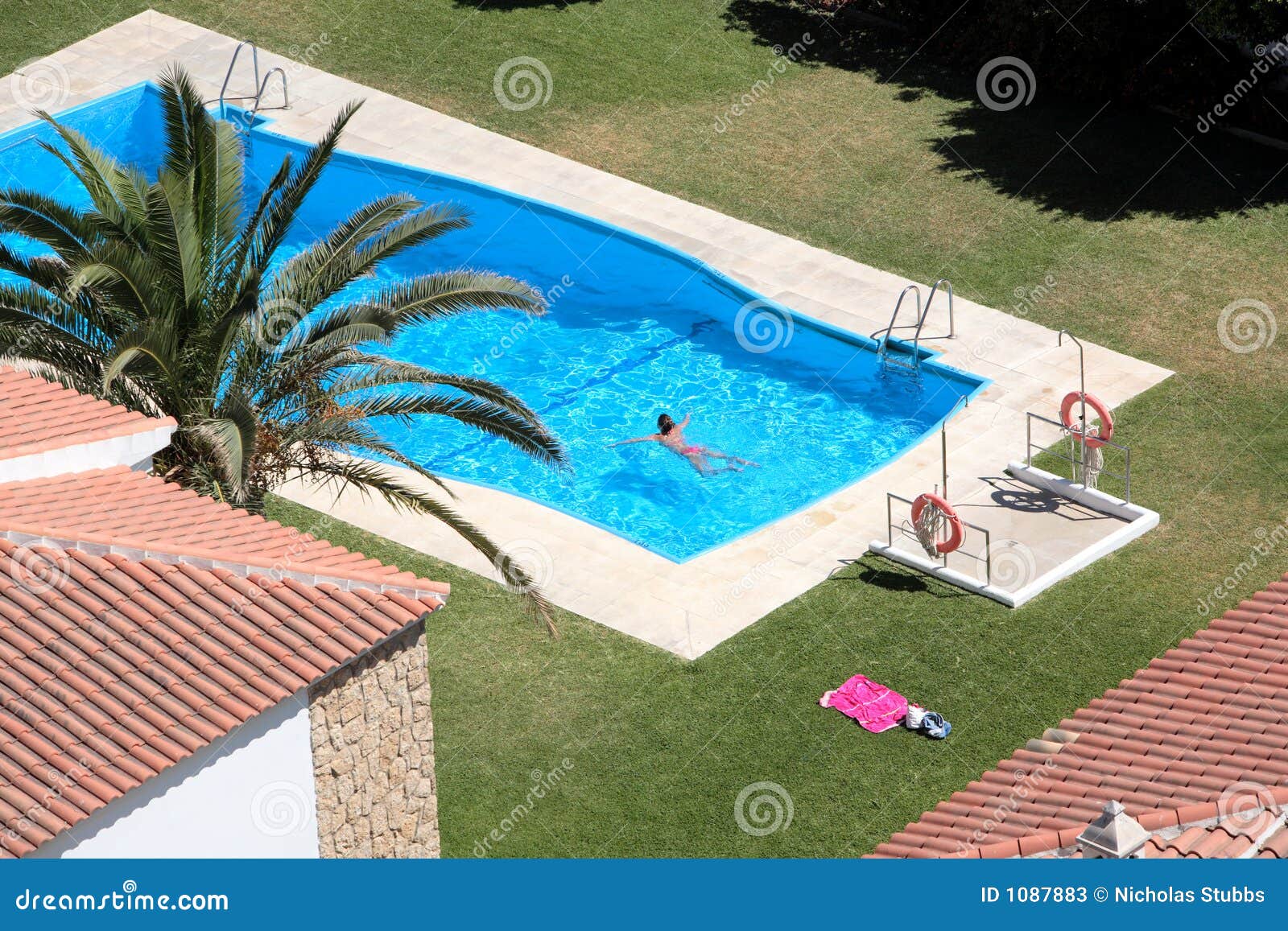 Aerial View of Woman Swimming in Pool Stock Image - Image of blue, lady ...