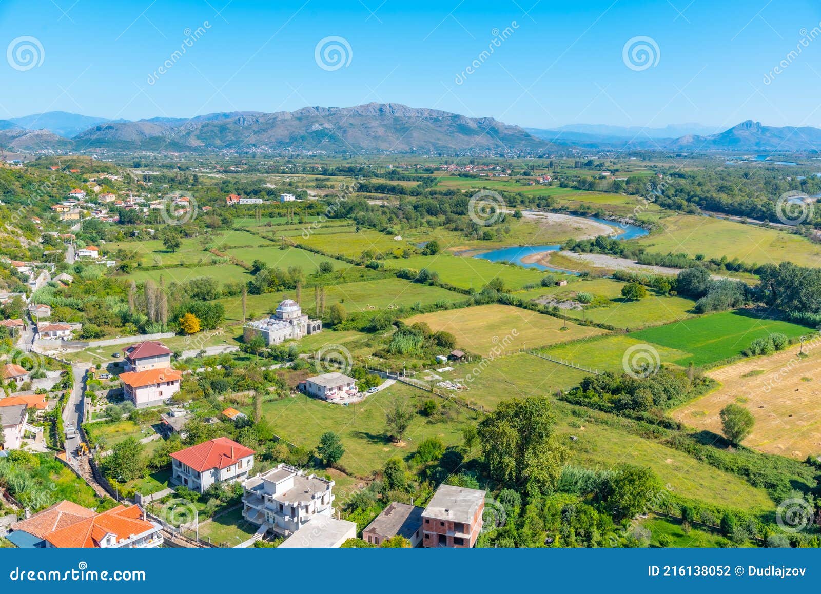 Aerial View of Xhamia E Plumbit Mosque in Shkoder, Albania Stock Photo ...