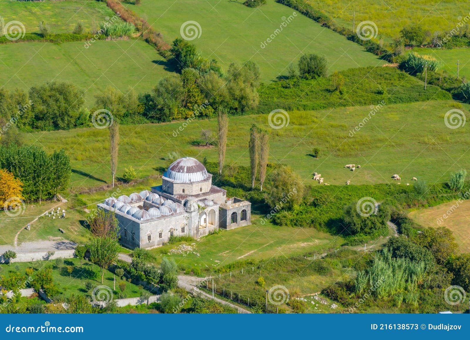 Aerial View of Xhamia E Plumbit Mosque in Shkoder, Albania Stock Image ...