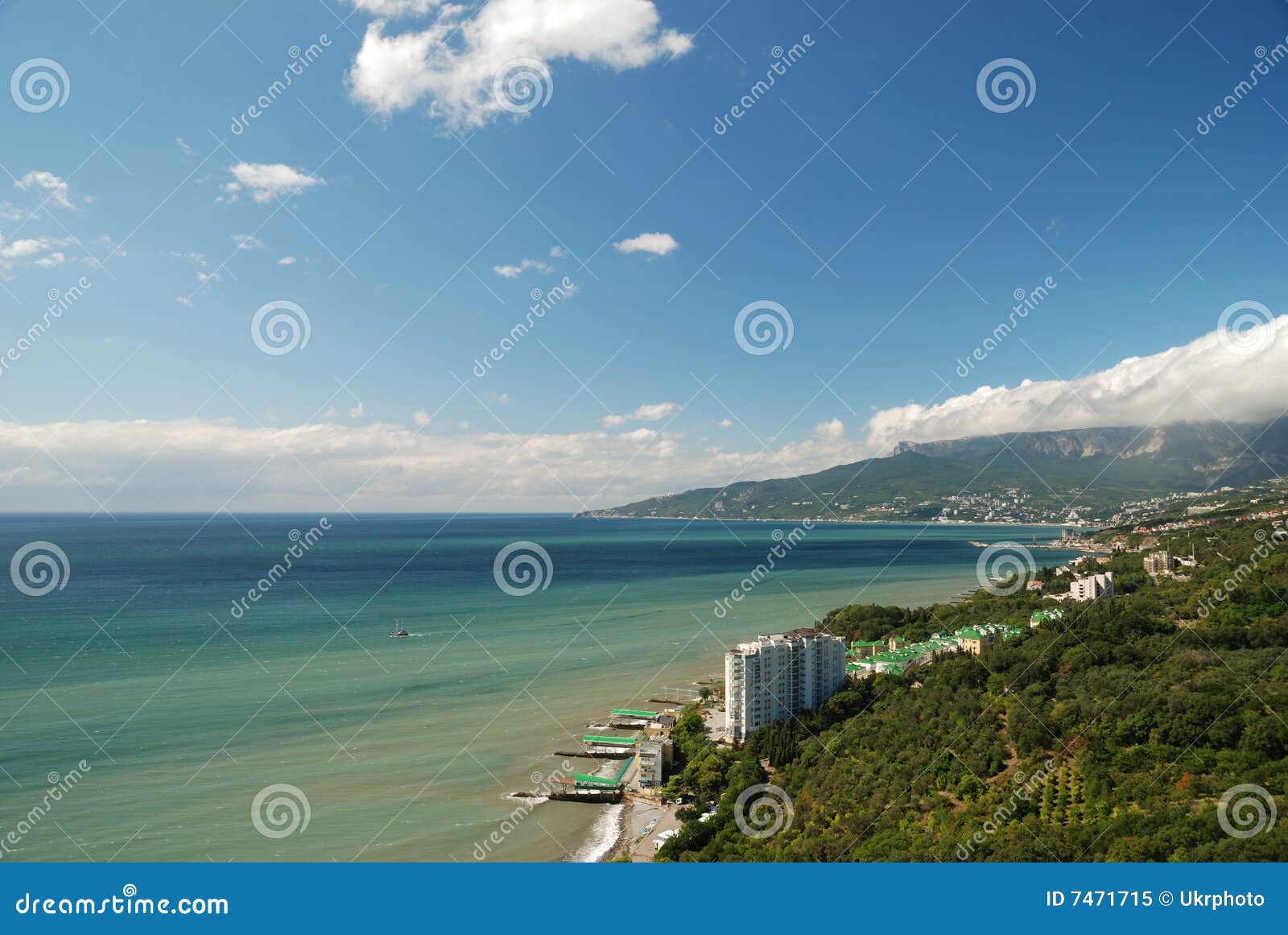 Aerial view of Yalta bay stock image. Image of mountains - 7471715