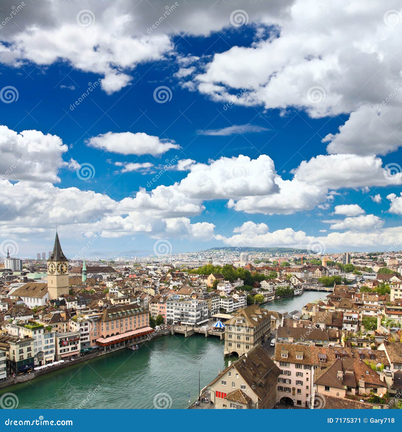 The Aerial View of Zurich Cityscape Stock Image - Image of channel ...