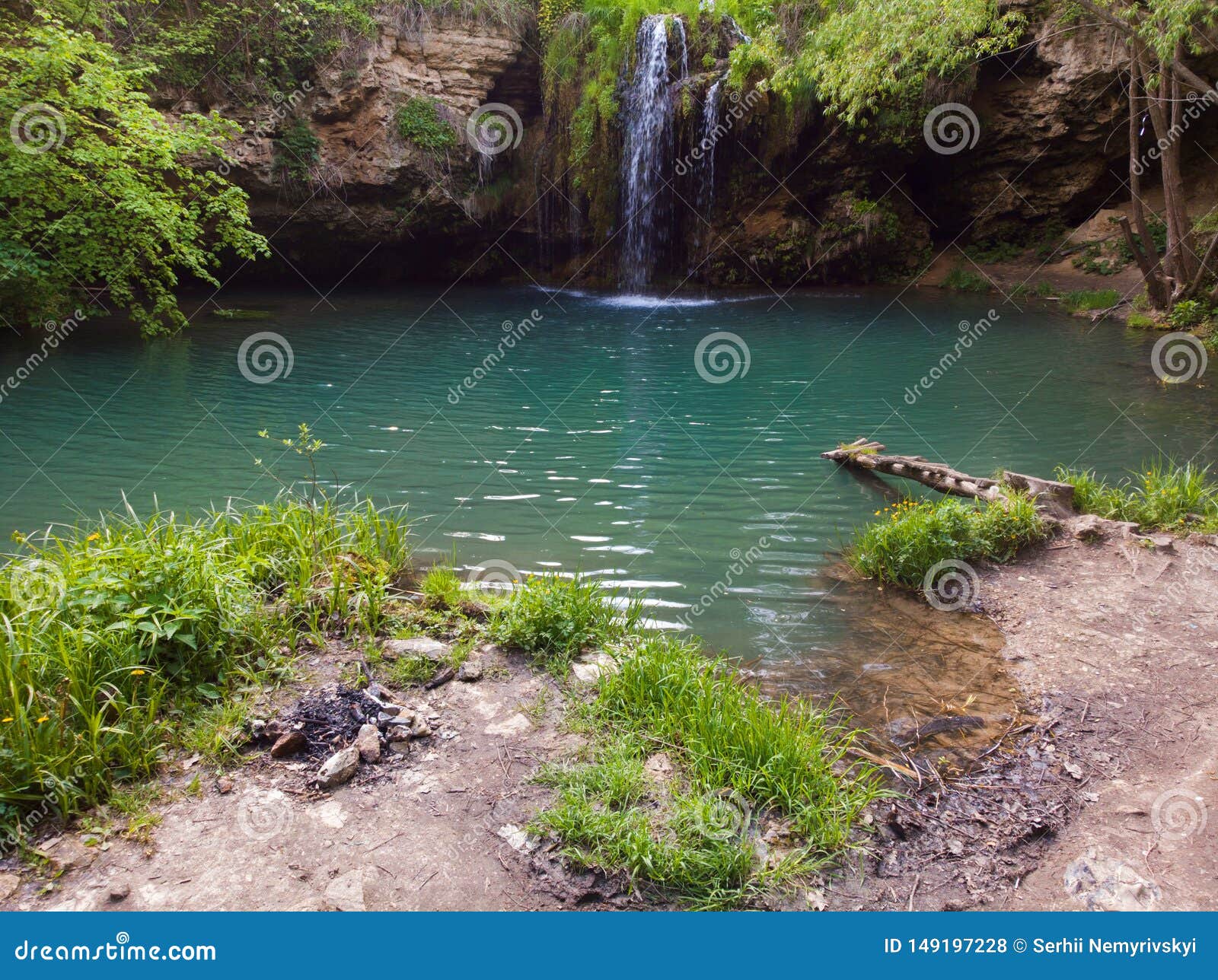 Aerial Wide View Of Paradise Waterfall In Deep Forest Blue Lagoon Best