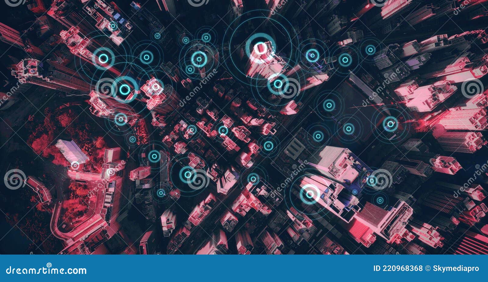 Aerial. Wireless Communication Network Concept. IoT Internet of Things ...