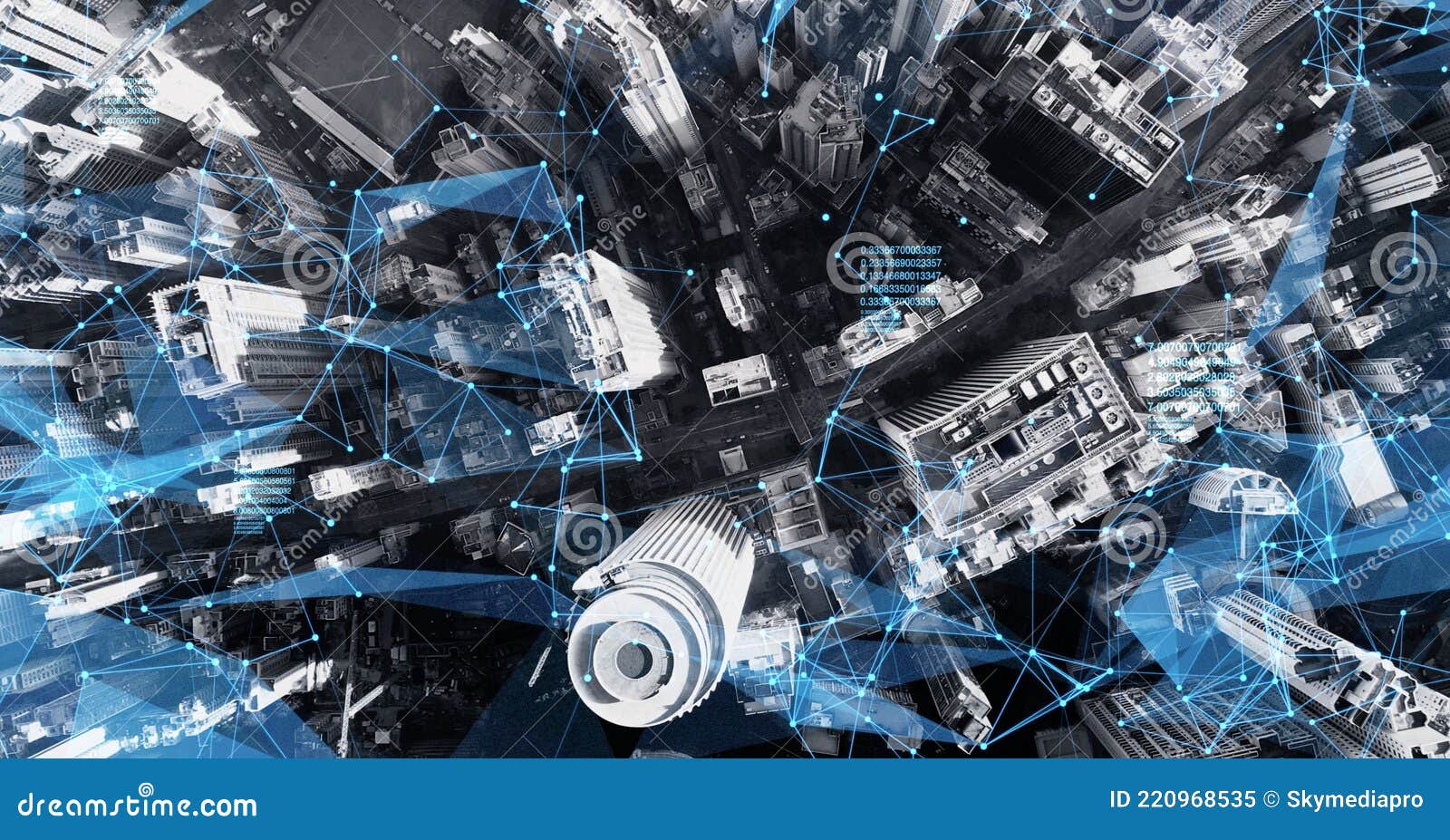 Aerial. Wireless Communication Network Concept. IoT Internet of Things ...