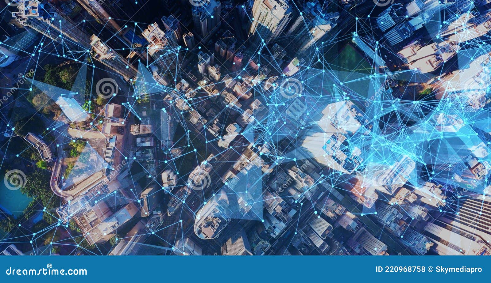 Aerial. Wireless Communication Network Concept. IoT Internet of Things ...