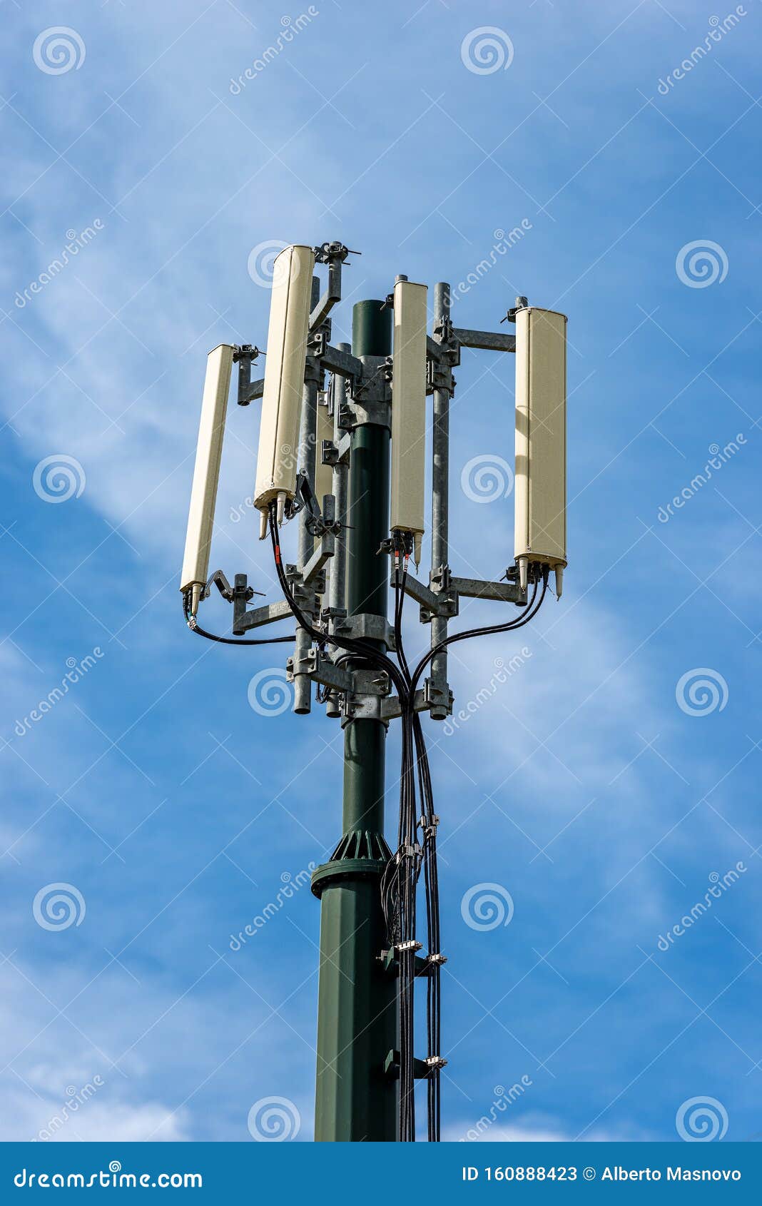 Aerials on Blue Sky - Communications Tower for Mobile Phone Stock Image ...