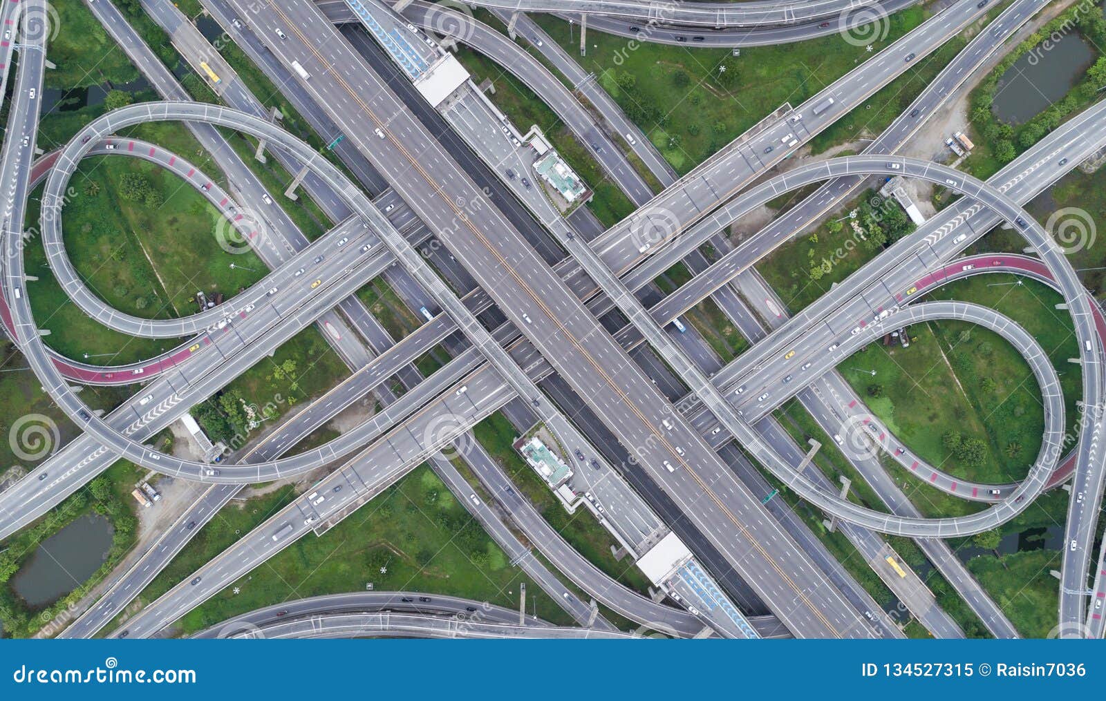 Aeriel View Highway Road Intersection for Transportation or Traffic ...