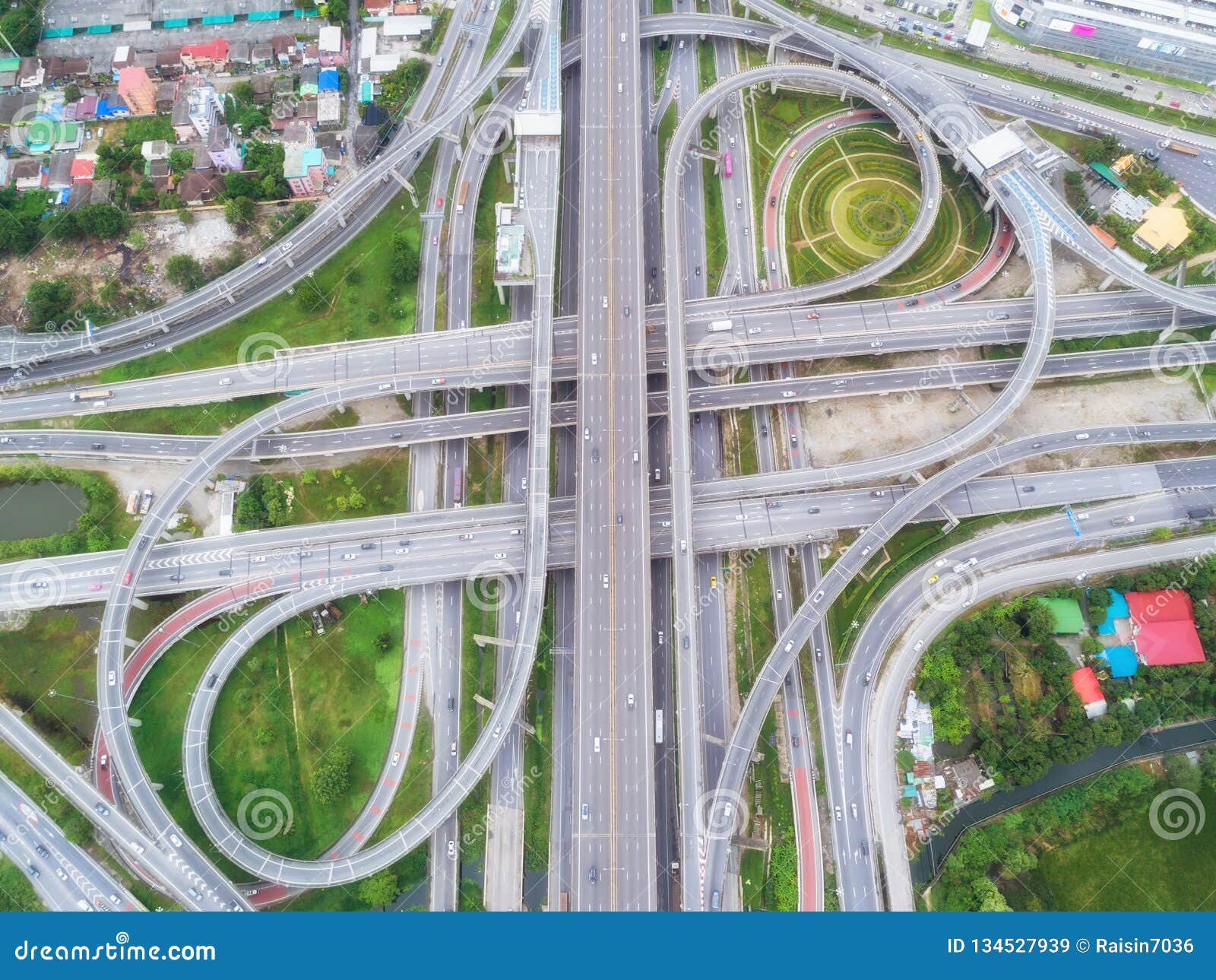 Aeriel View Highway Road Intersection for Transportation or Traffic ...