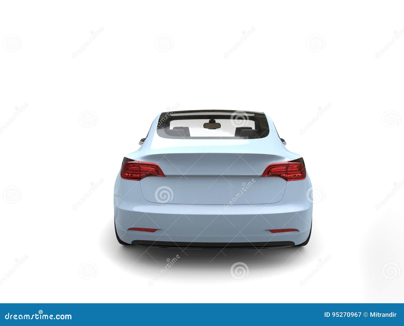 Aero Blue Slick Modern Electric Car - Back View Stock Illustration ...