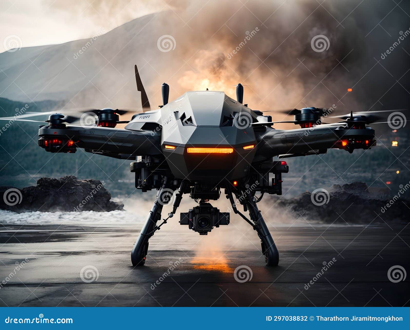 Drones Swarming Around Solar Panel Farm Royalty-Free Stock Image ...