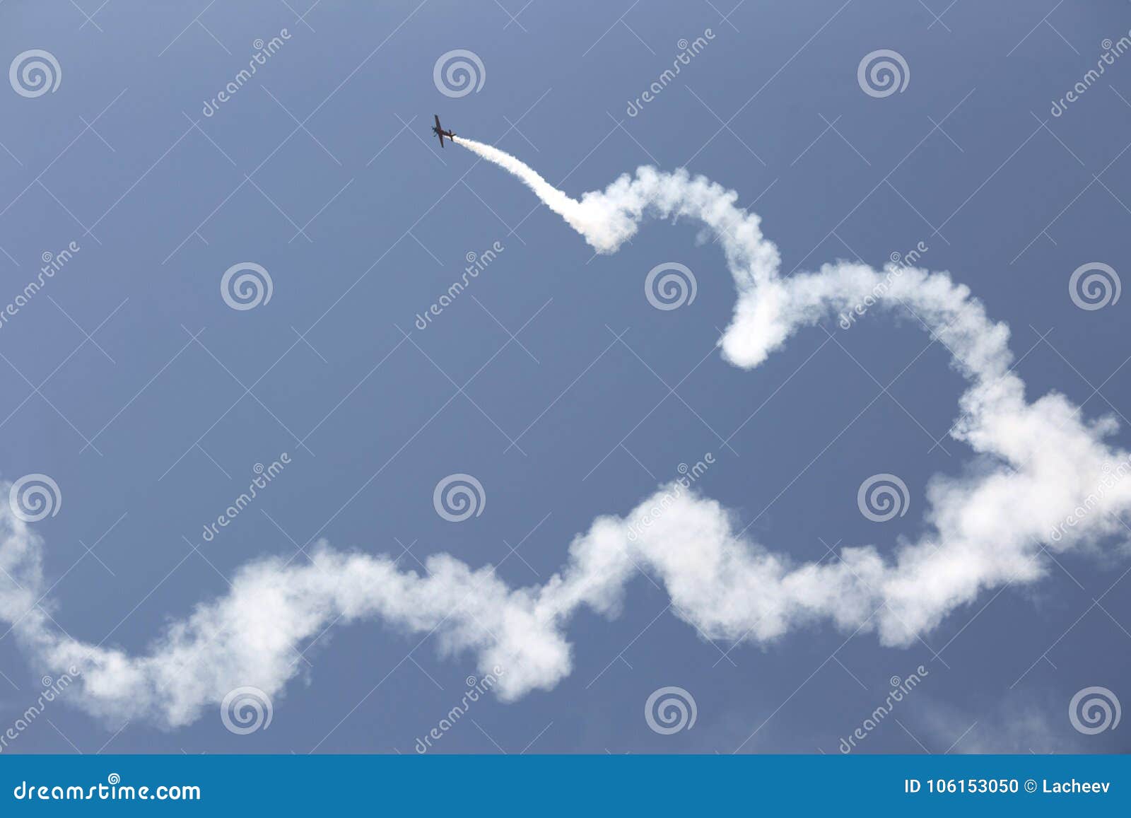 Aerobatic Plane with a White Smoke Trail in Sky. Stock Photo - Image of ...