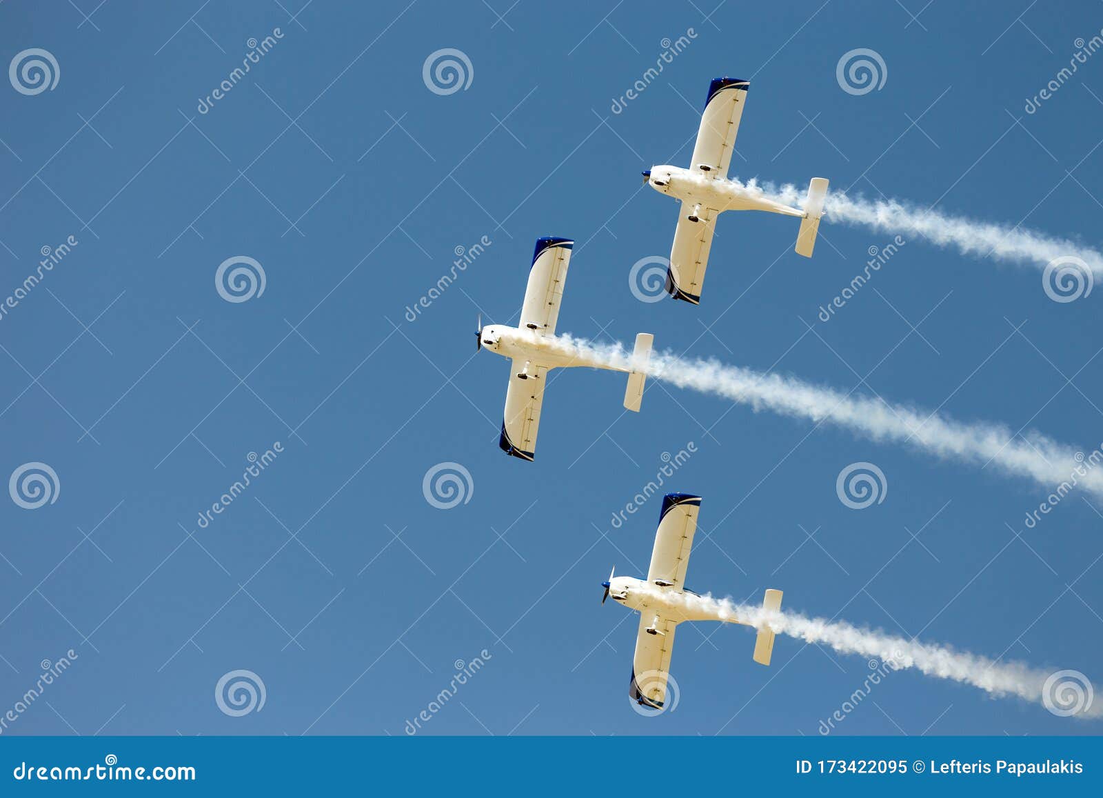 Aerobatic Team of 3 Planes in Formation. Stock Image - Image of ...