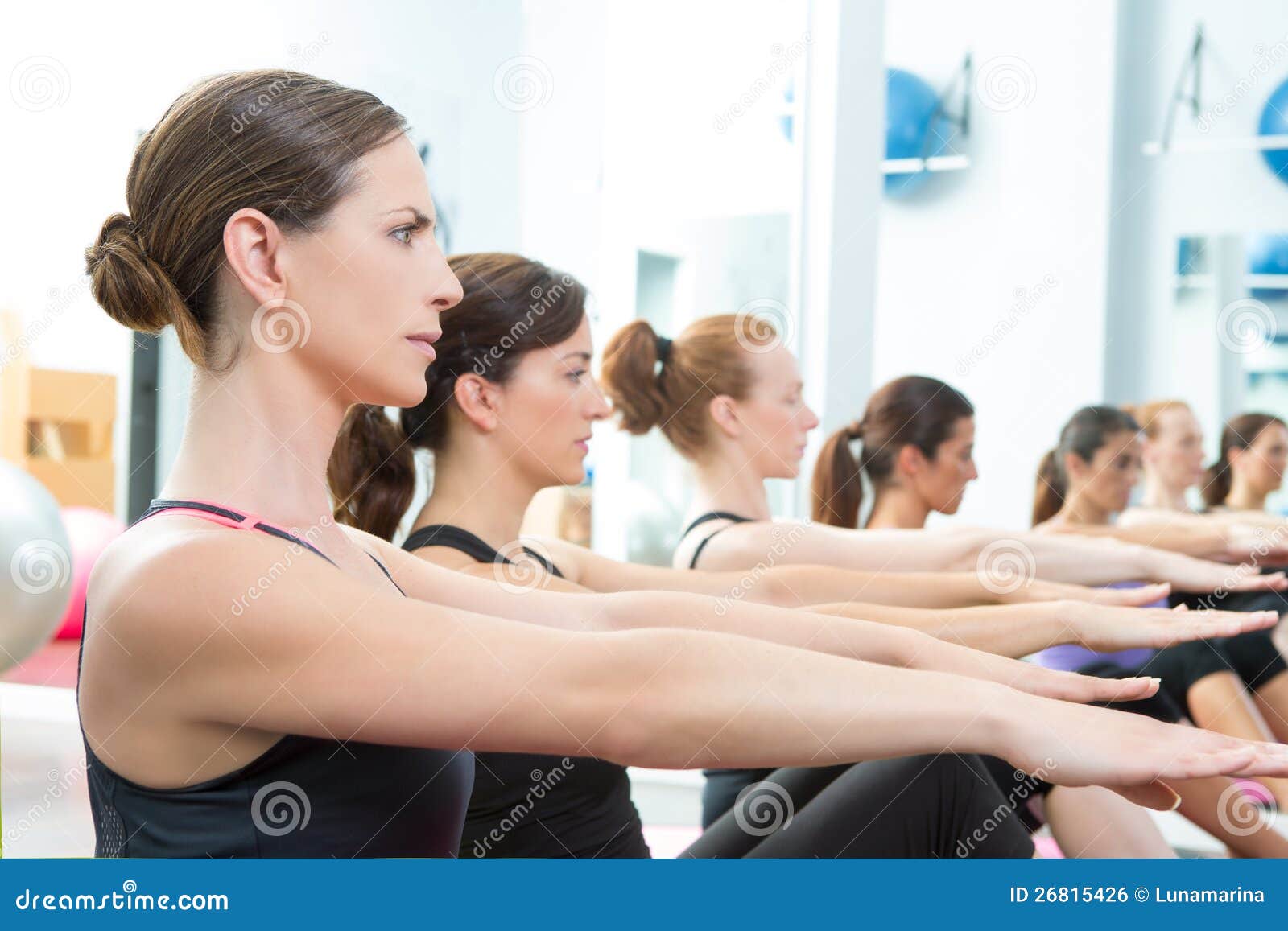 Aerobic Pilates Personal Trainer Group Class Stock Photo - Image of ...