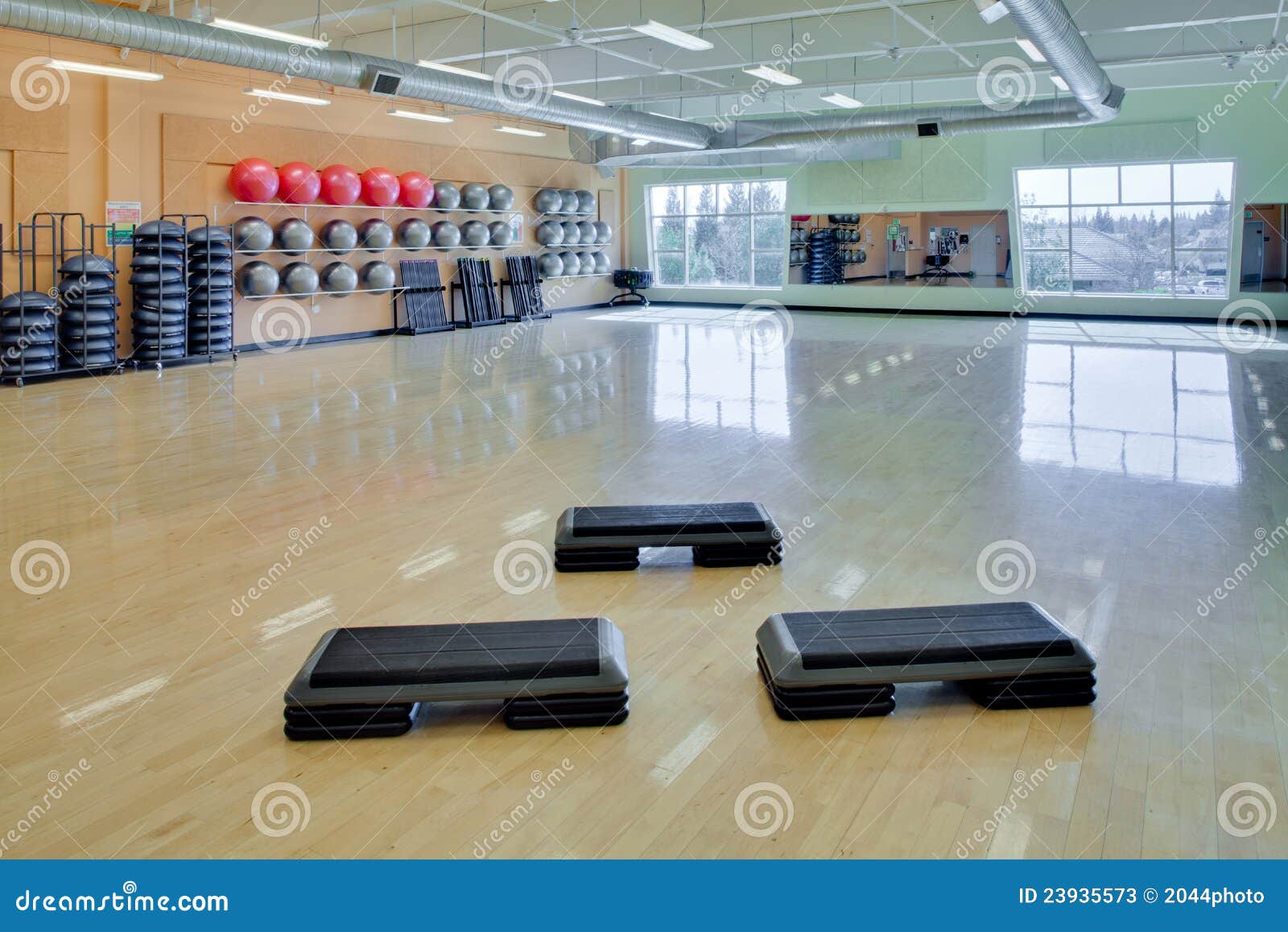 Aerobic steps in gym stock image. Image of room, steps - 23935573