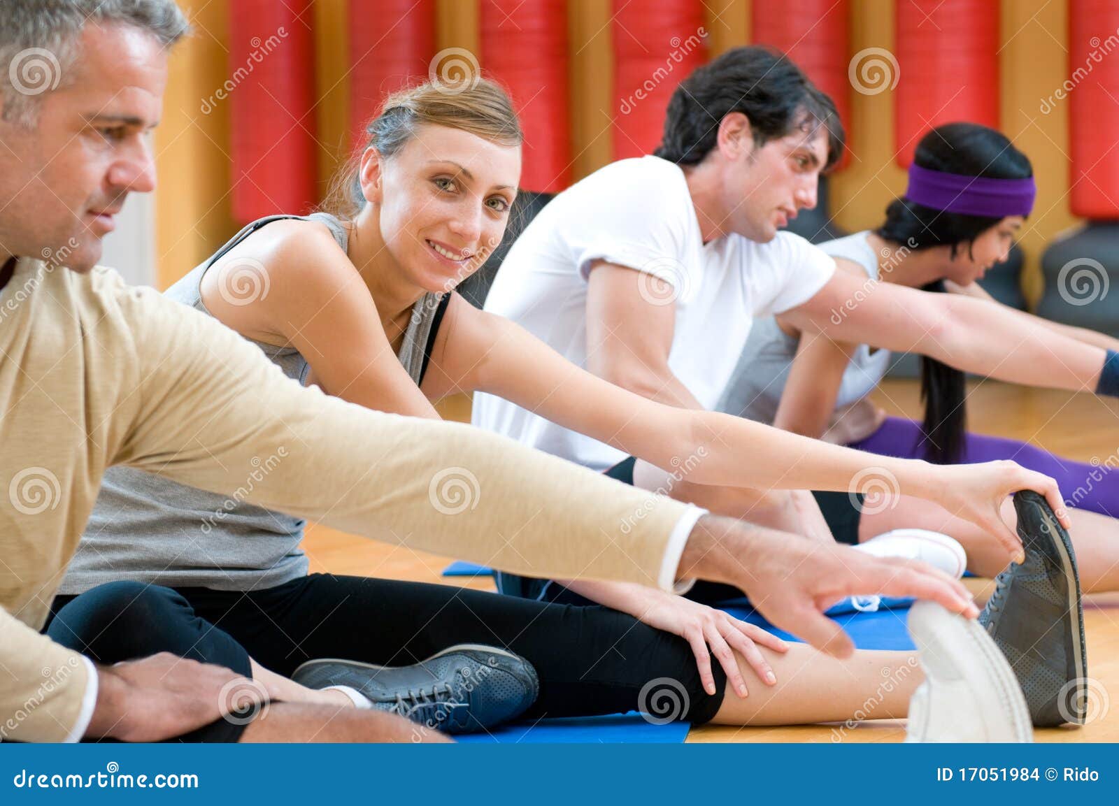 Aerobic Stretching Exercises at Gym Stock Photo - Image of healthy ...