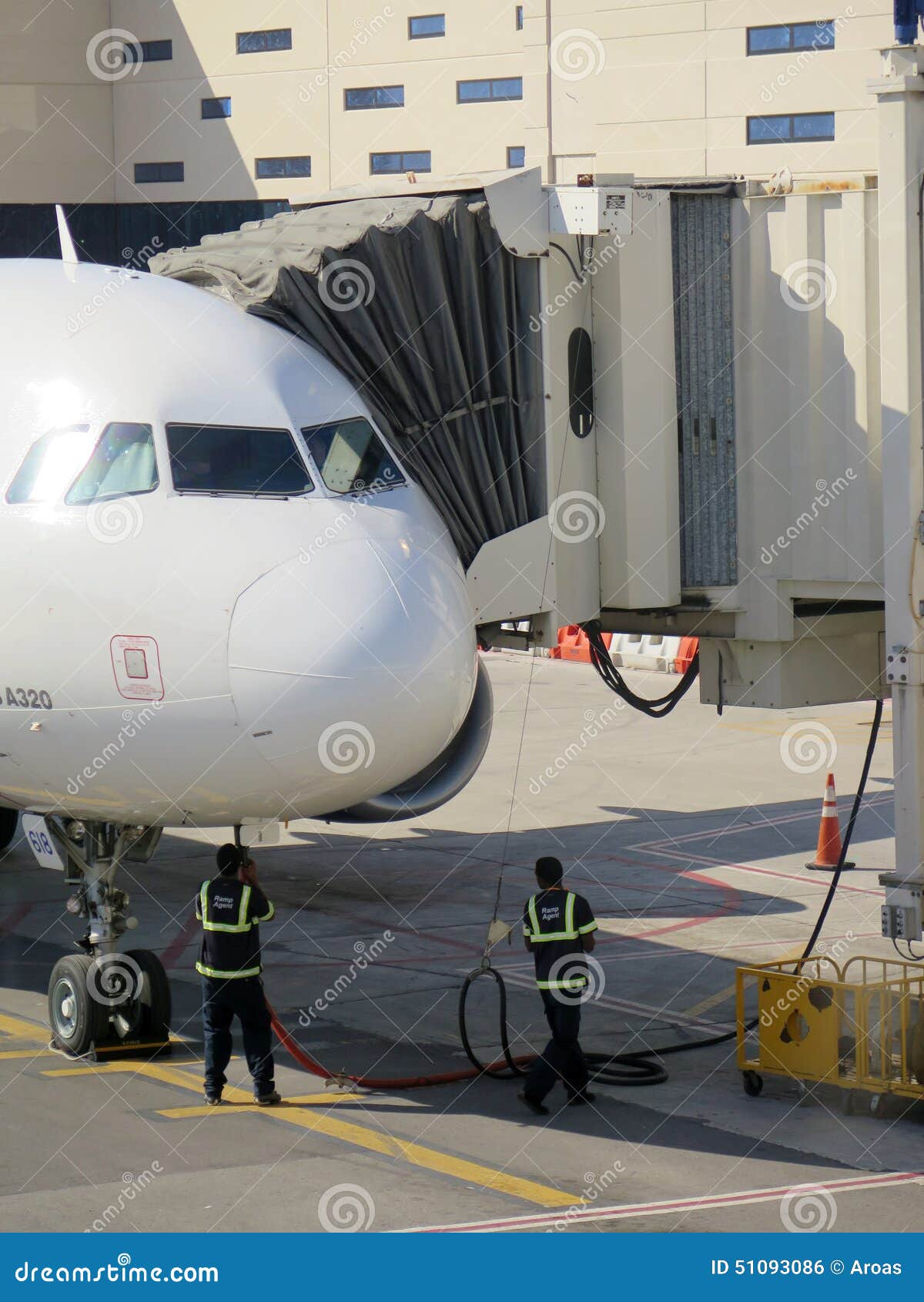 Aerobridge in Plane Parked in the Airport Stock Photo - Image of ...