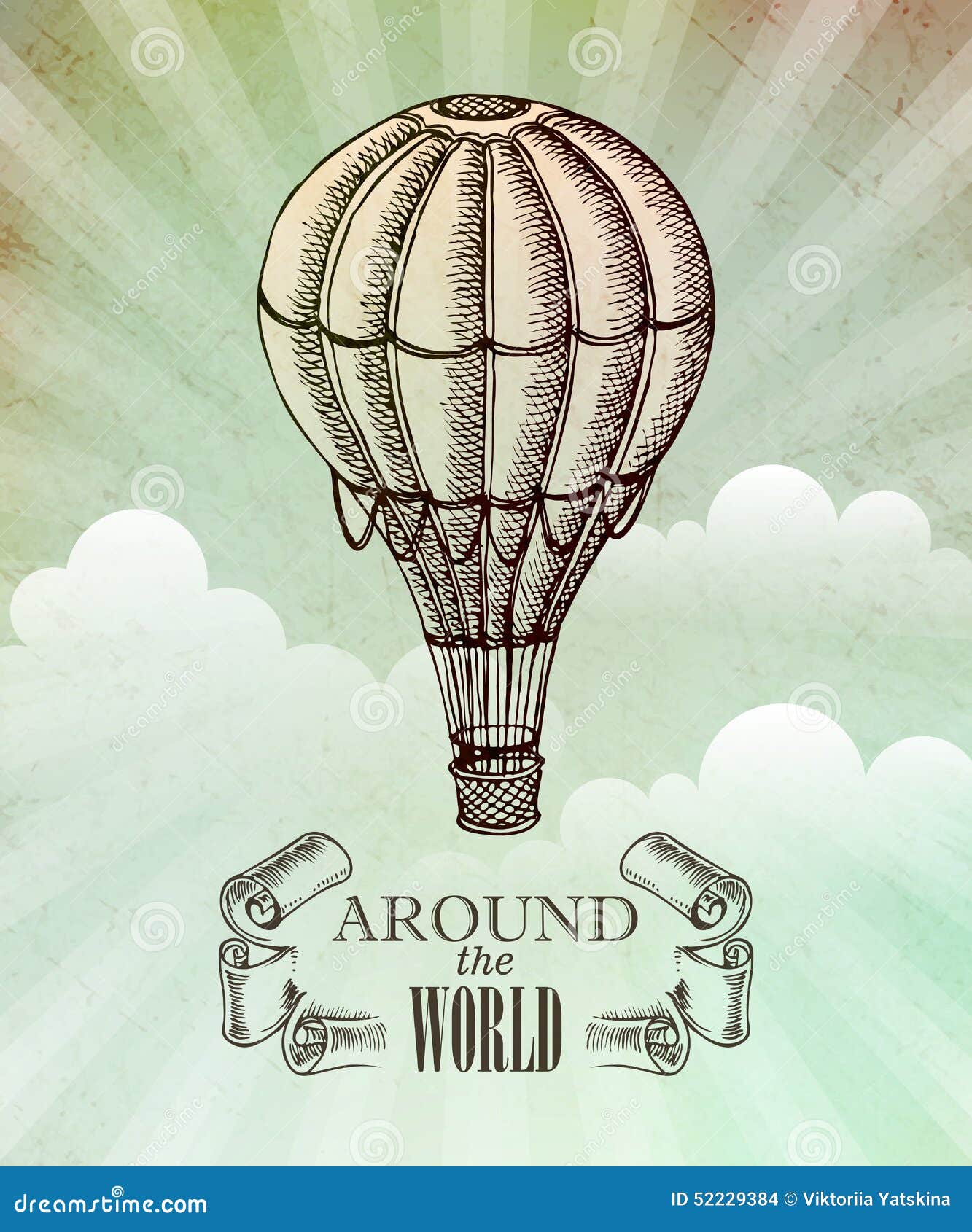 Aeronautic Adventure. Vector Vintage Illustration Stock Vector ...