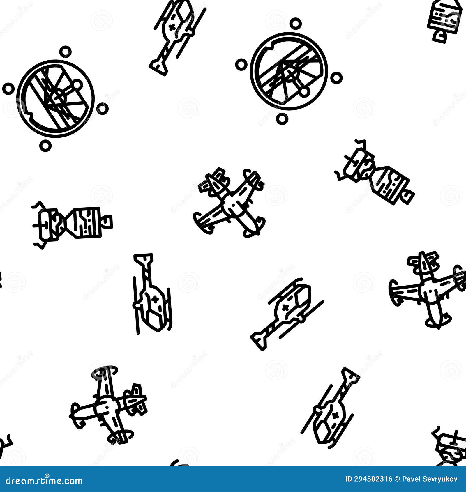 Aeronautical Engineer Aviation Vector Seamless Pattern Stock Vector ...
