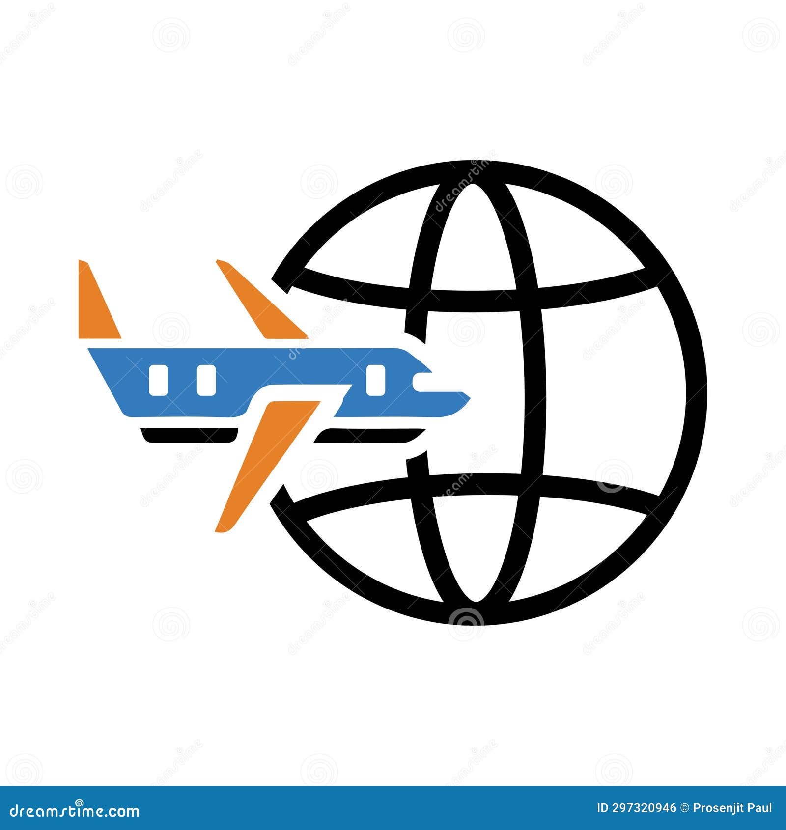 Mix Icon For Downstream, Aeroplane And Land Stock Photo | CartoonDealer ...
