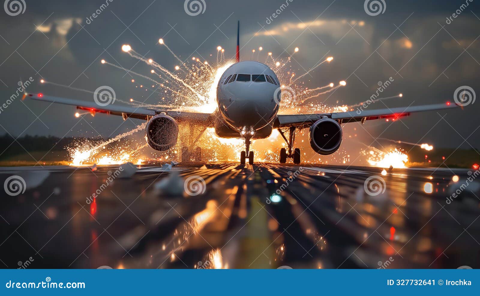 Aeroplane Disaster during Takeoff Stock Image - Image of moment ...