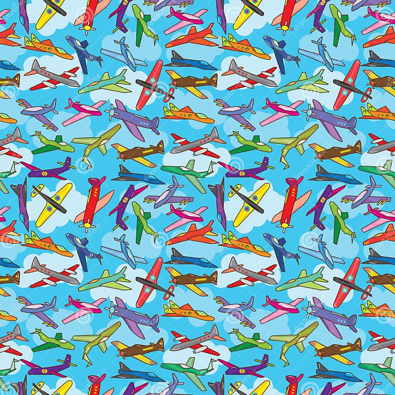 Aeroplane Fly Sky Seamless Texture_eps Stock Vector - Illustration of ...