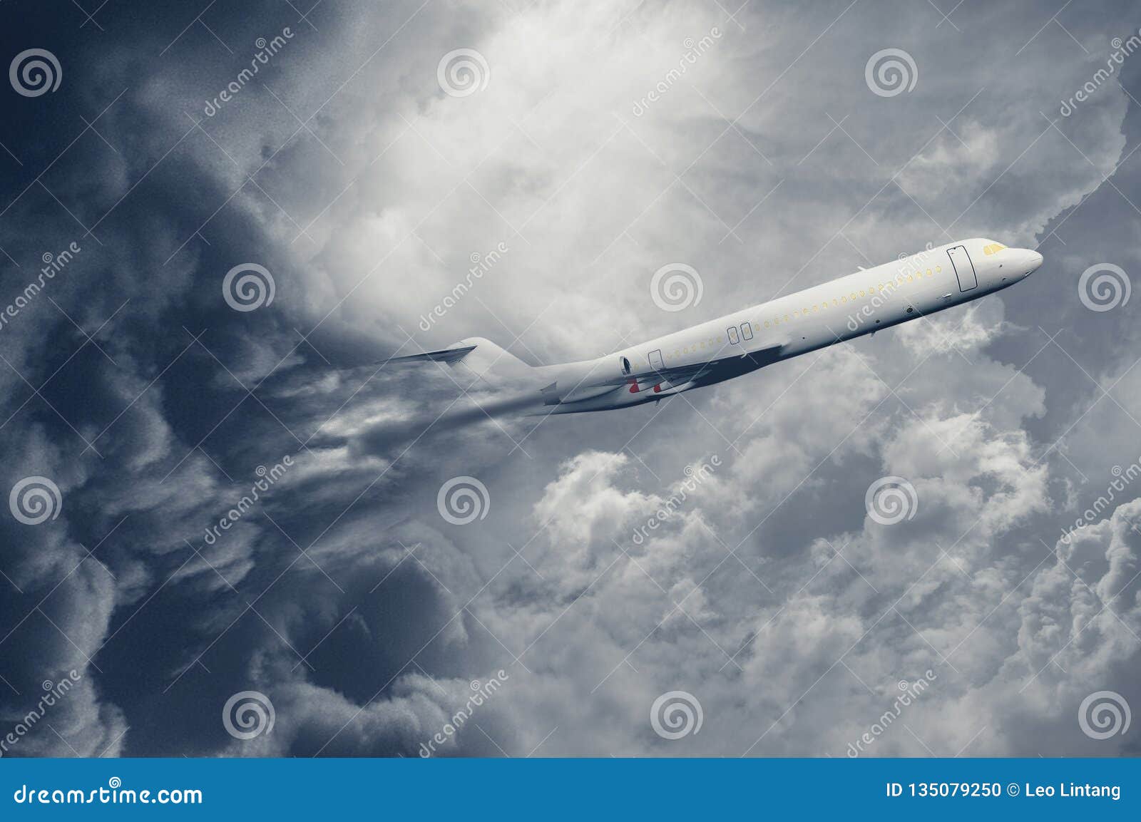 Aeroplane Flying through Turbulence Storm and Dark Cloud Stock Photo ...