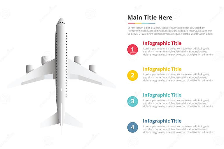 Aeroplane or Plane Infographics Template with 4 Points of Free Space ...