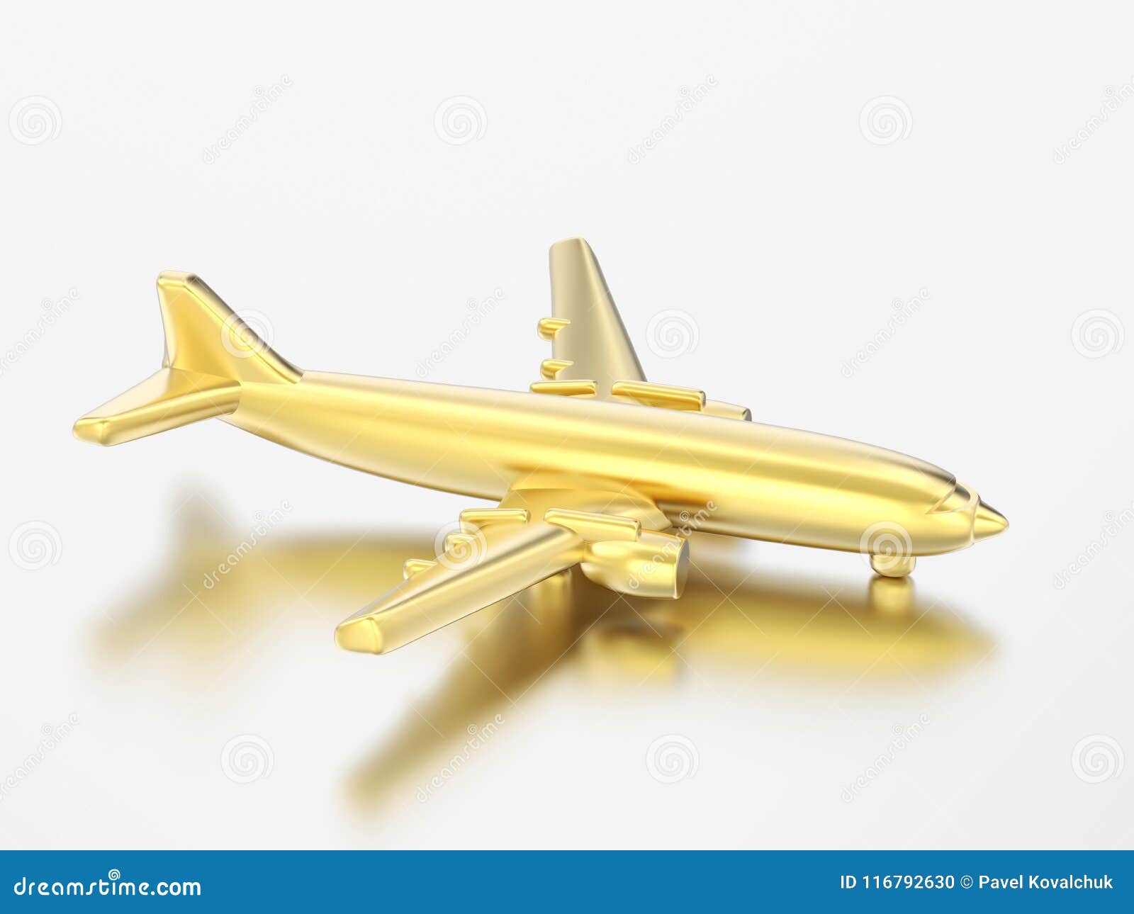 Aeroplano Del Oro Del Ejemplo 3D Stock de ilustración - Ilustración de ...