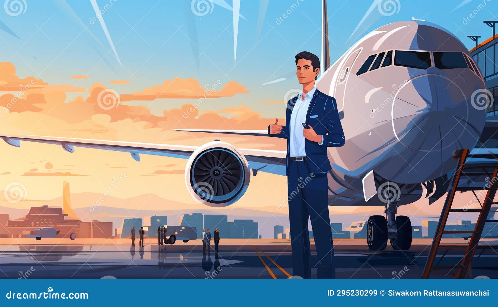 An Aerospace Engineer Standing in Front of a Commercial Airplane. Stock ...