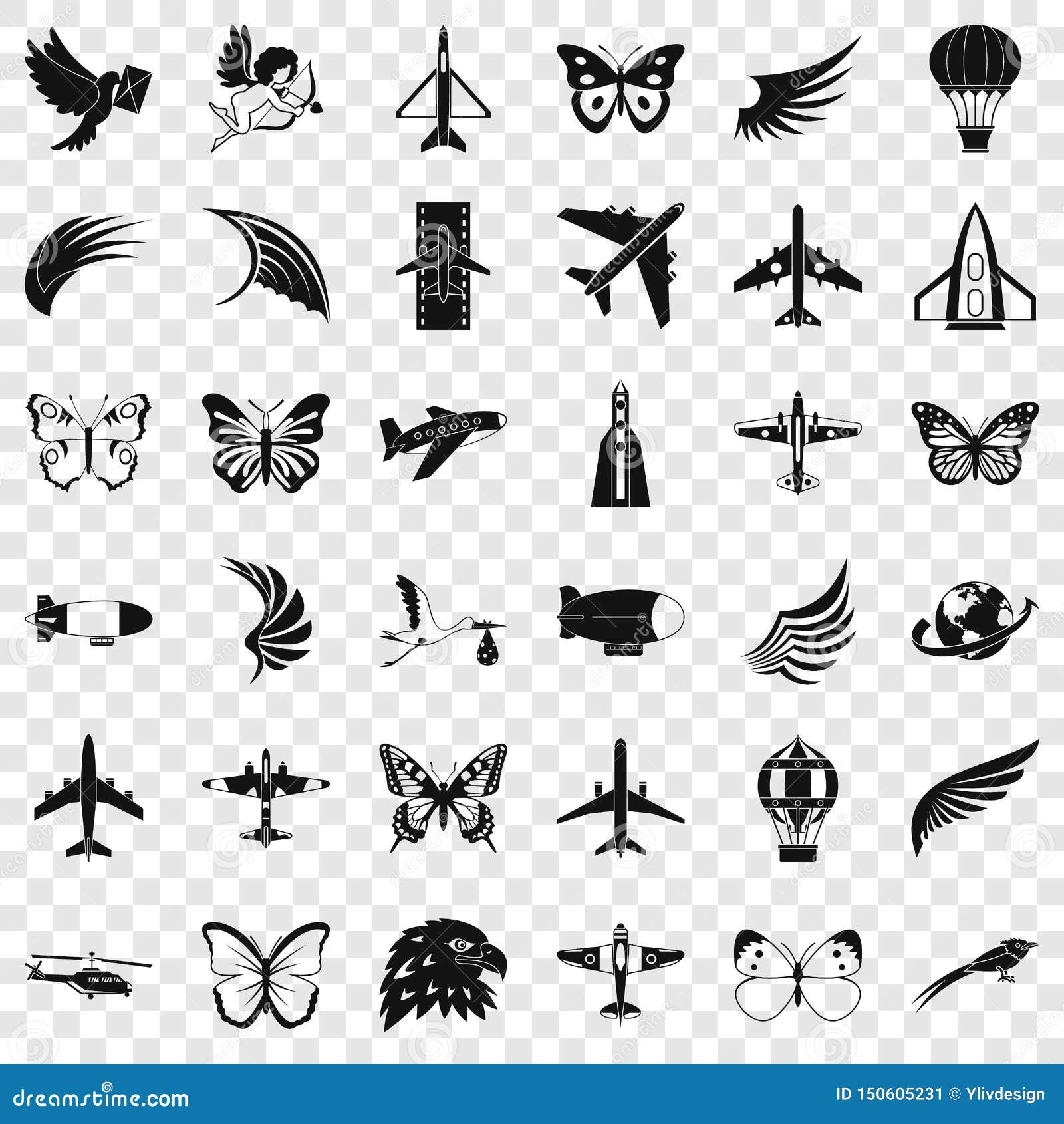 Aerospace Icons Set, Simle Style Stock Vector - Illustration of eagle ...