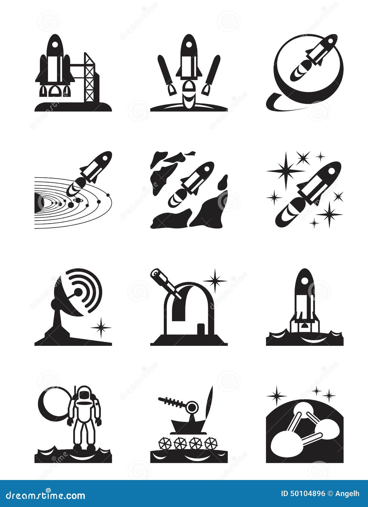 Aerospace Mission Set of Icons Stock Vector - Illustration of antenna ...