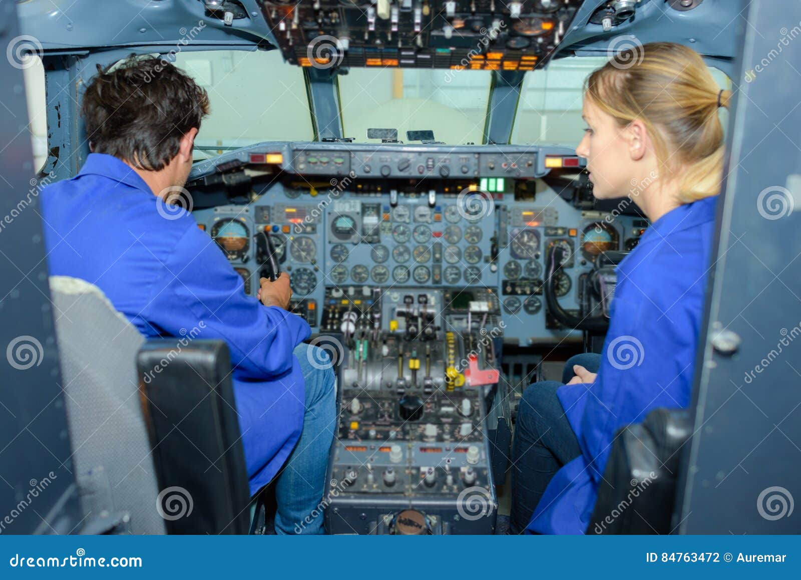 Aerospace Technician in Cabin Stock Photo - Image of learn, observe ...