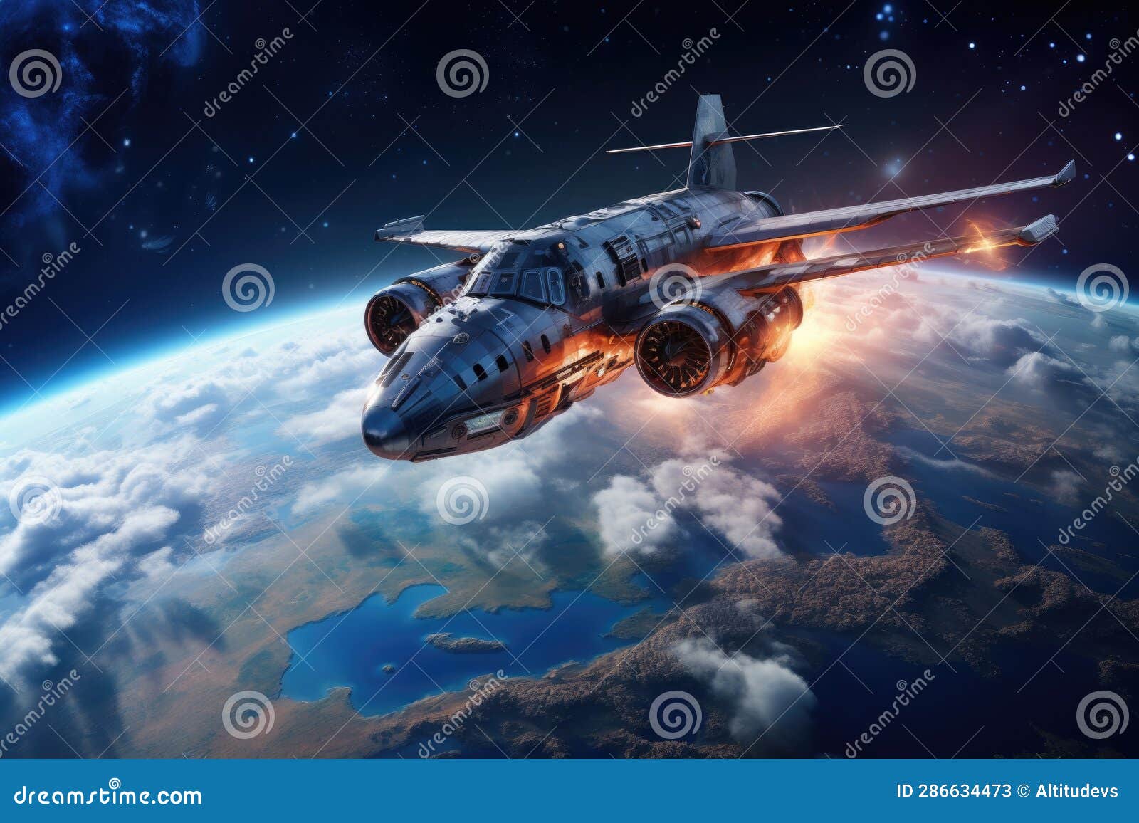 Aerospace Travel Concept with Space and Earth Elements Stock Image ...