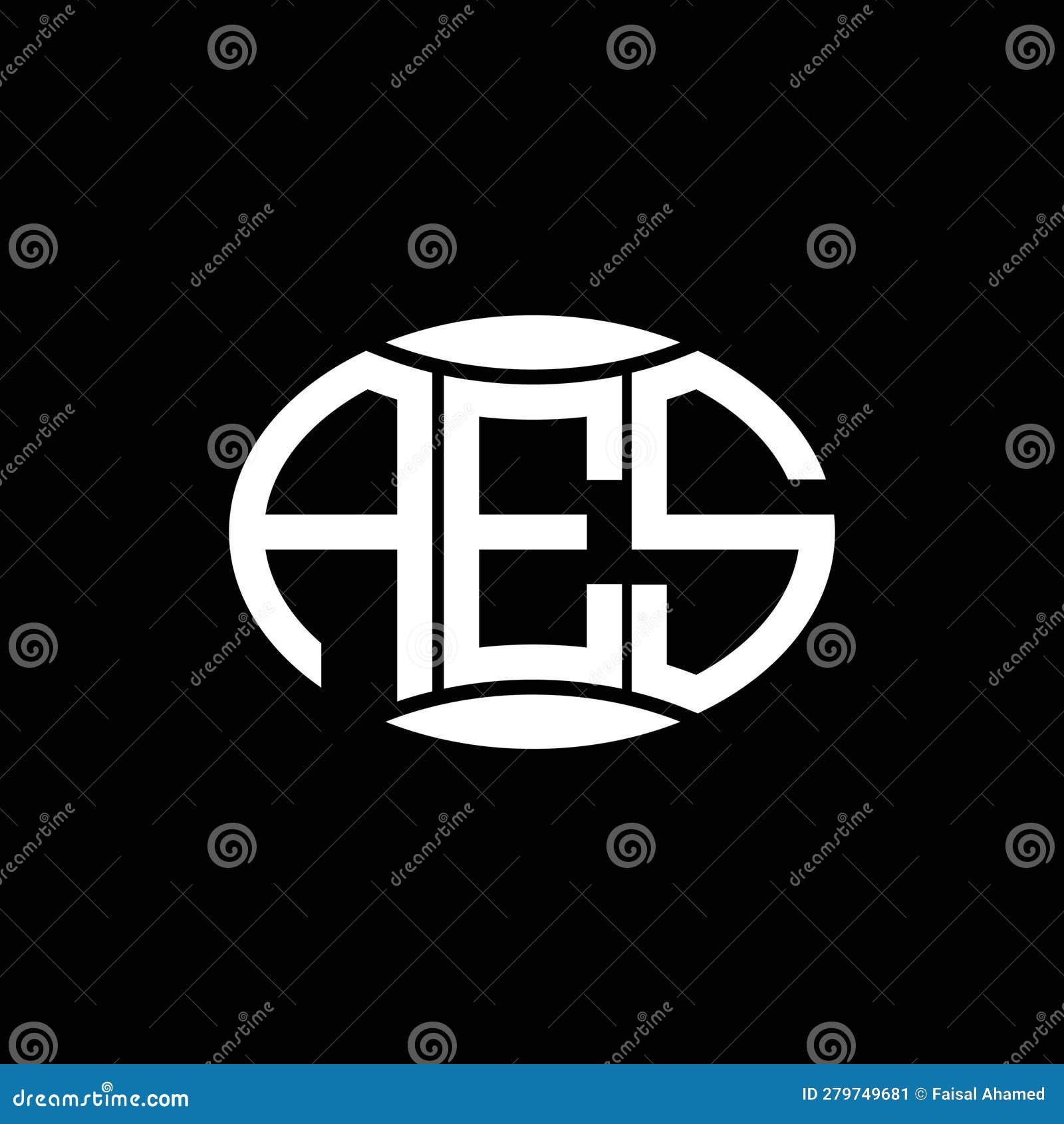 AES Abstract Monogram Circle Logo Design on Black Background. AES ...