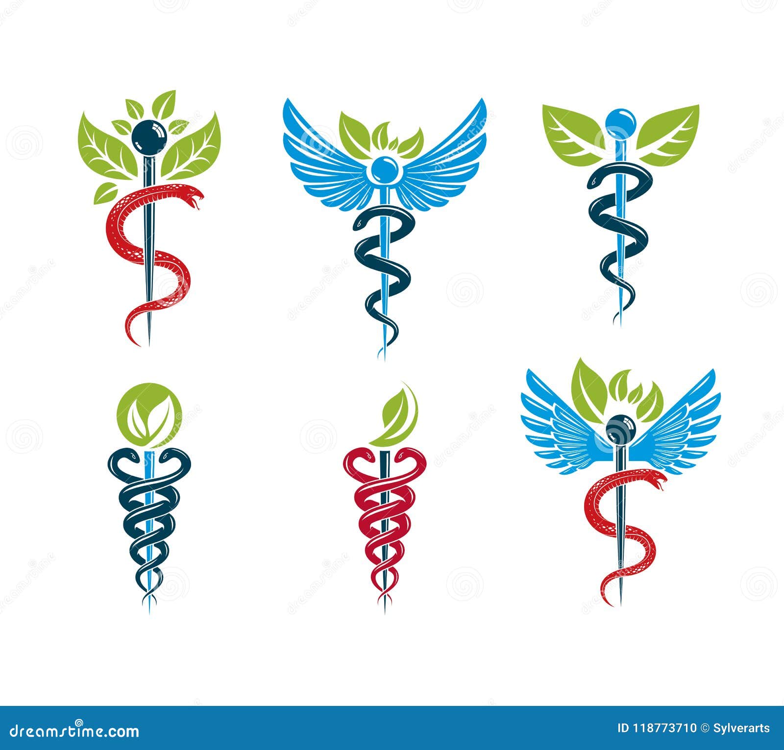 Aesculapius Vector Abstract Illustrations Collection, Caduceus S Stock ...