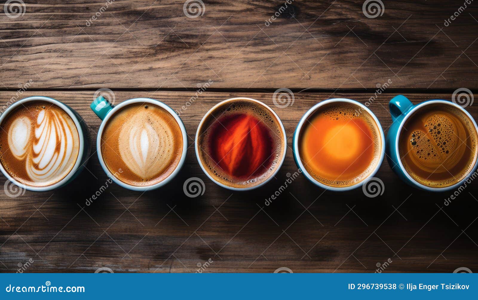 Aesthetic Arrangement of Multiple Coffee Mugs with an Overhead View on ...