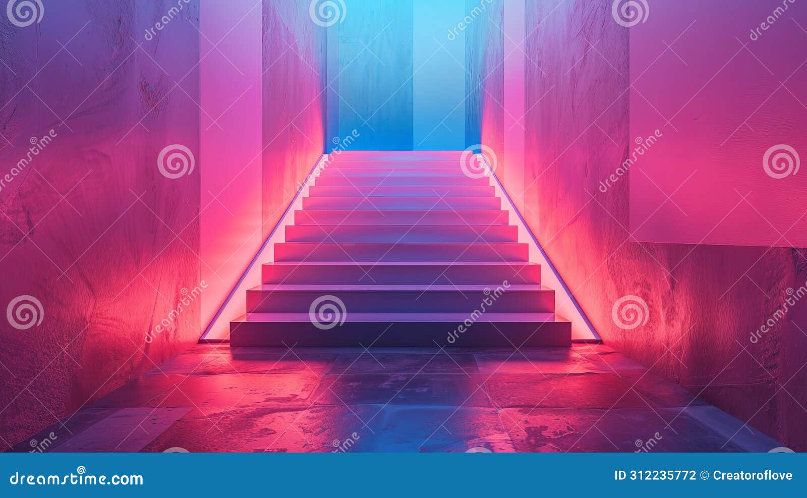 Aesthetic Background with Gradient Neon Stairs Stock Illustration ...