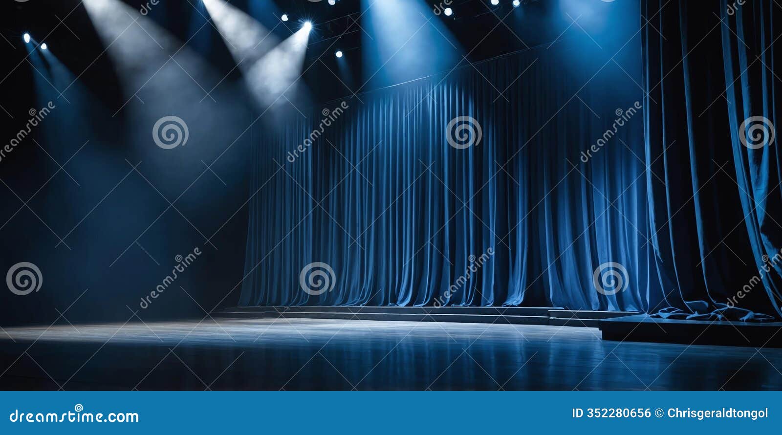 Aesthetic Blue Draped Stage with Spotlight Ai Generated Stock ...