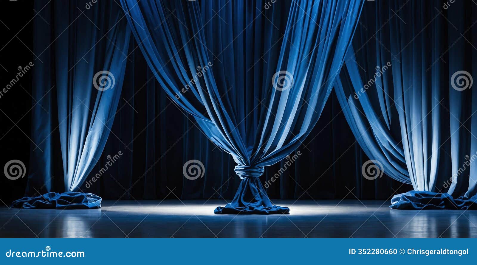 Aesthetic Blue Draped Stage with Spotlight Ai Generated Stock ...