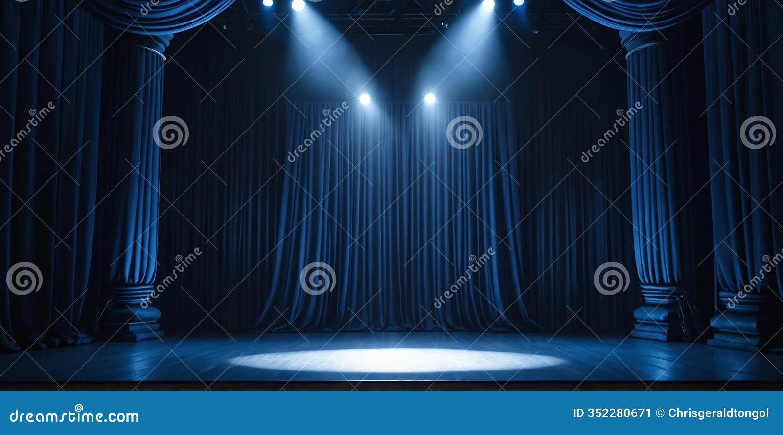 Aesthetic Blue Draped Stage with Spotlight Ai Generated Stock ...